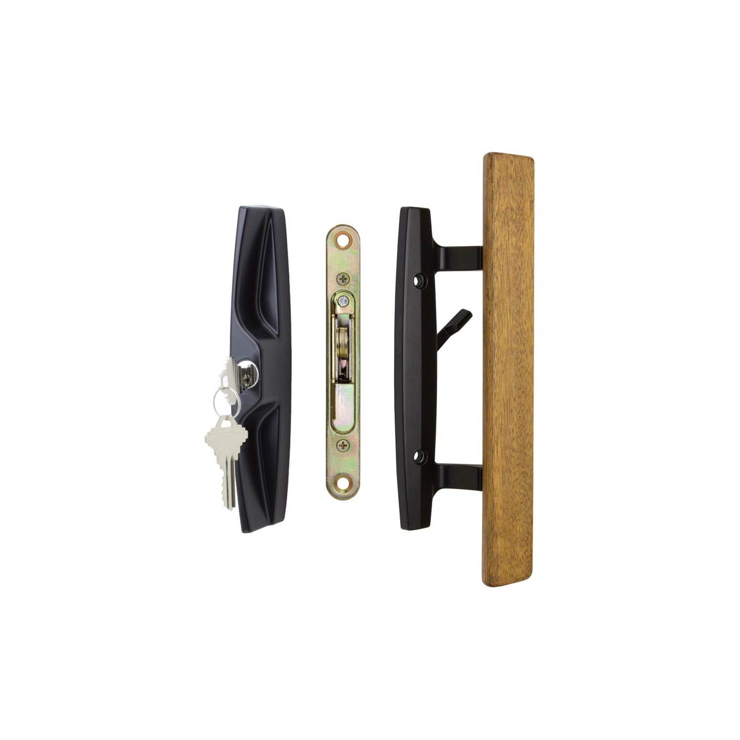 FPL Lanai Sliding Glass Door Handle and Mortise Lock Set with Oak Wood ...