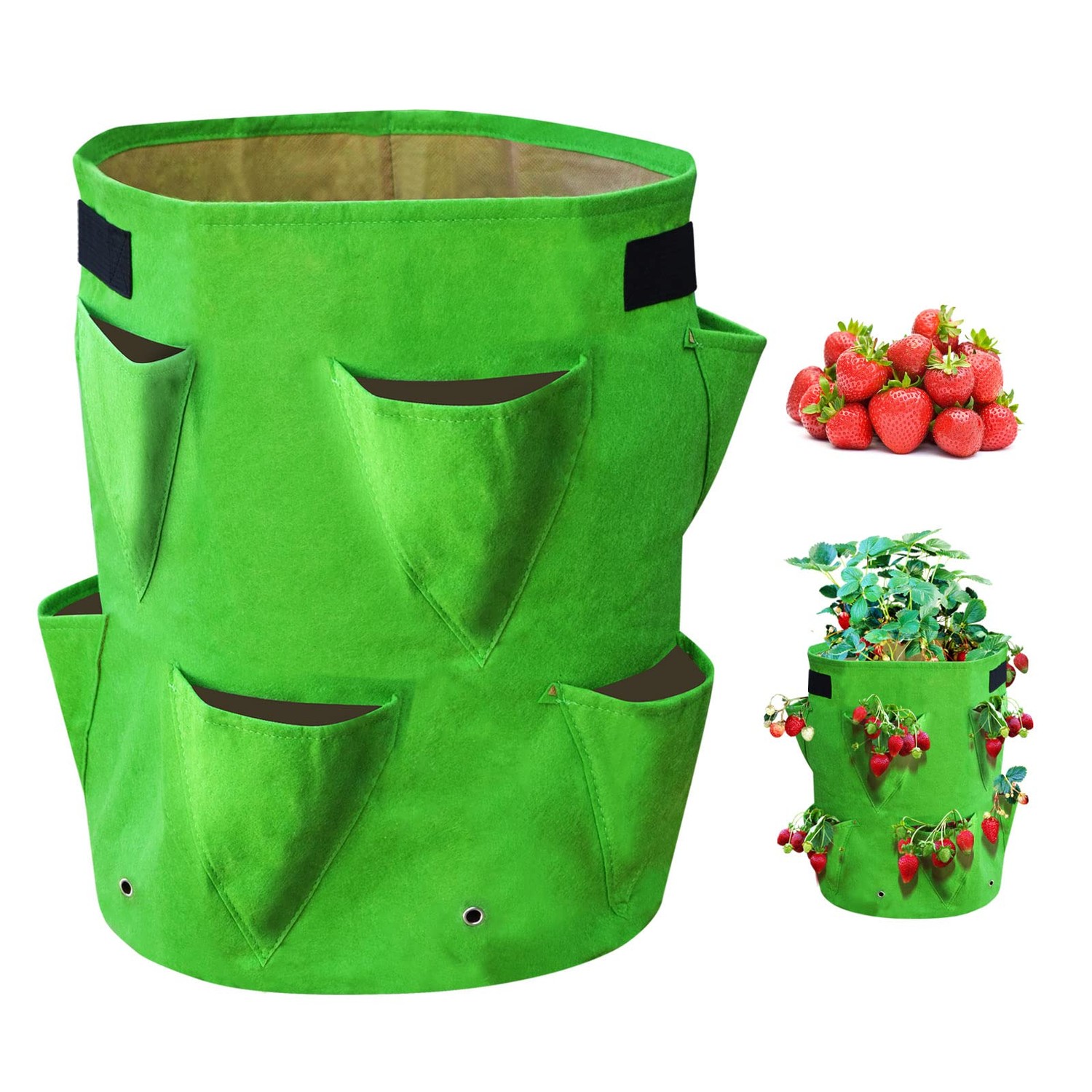 BenefitUSA Garden Planting Bag Grow Felt Fabric Planter Bag Strawberry ...