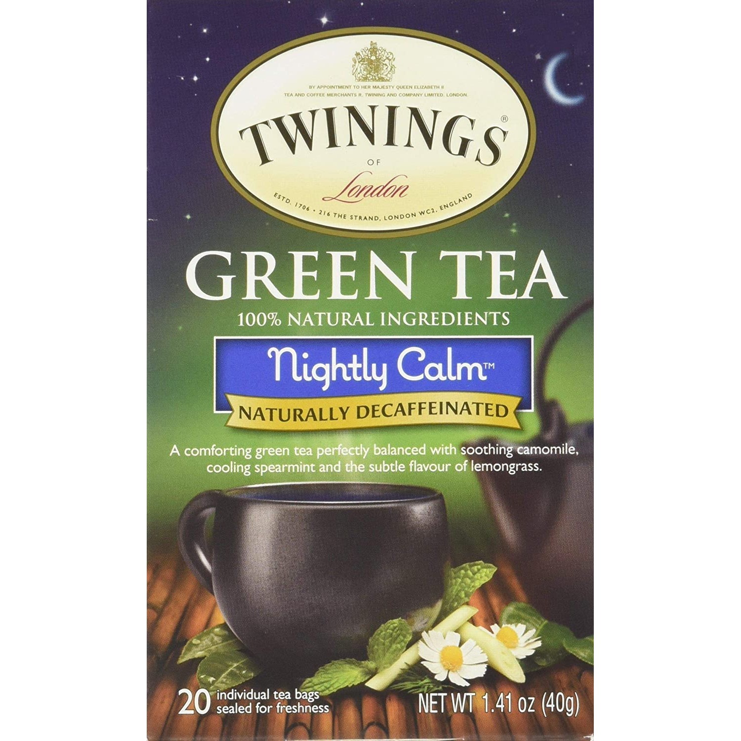 Twinings Nightly Calm Bagged Green Tea, 2 pack of 20 Count - ibspot.com