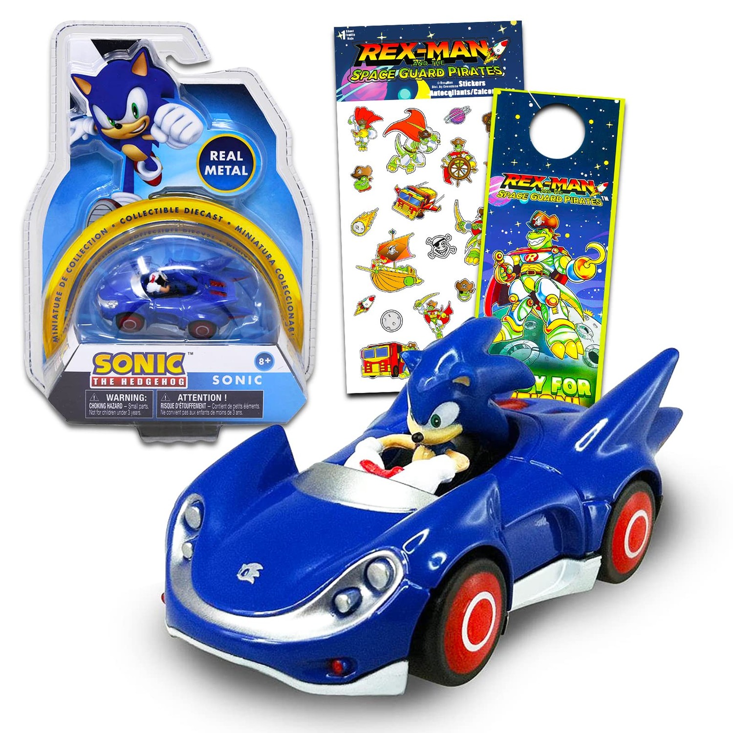 Sonic The Hedgehog Diecast Toy Race Car for Boys - Bundle with Sonic ...