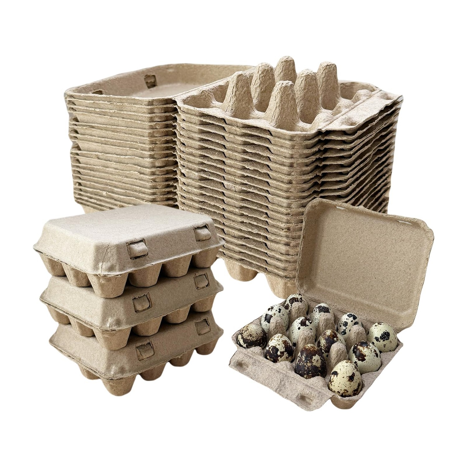 Homvik Paper Pulp Egg Cartons, 20 Pack Reusable Dozen Farm Fresh Egg ...