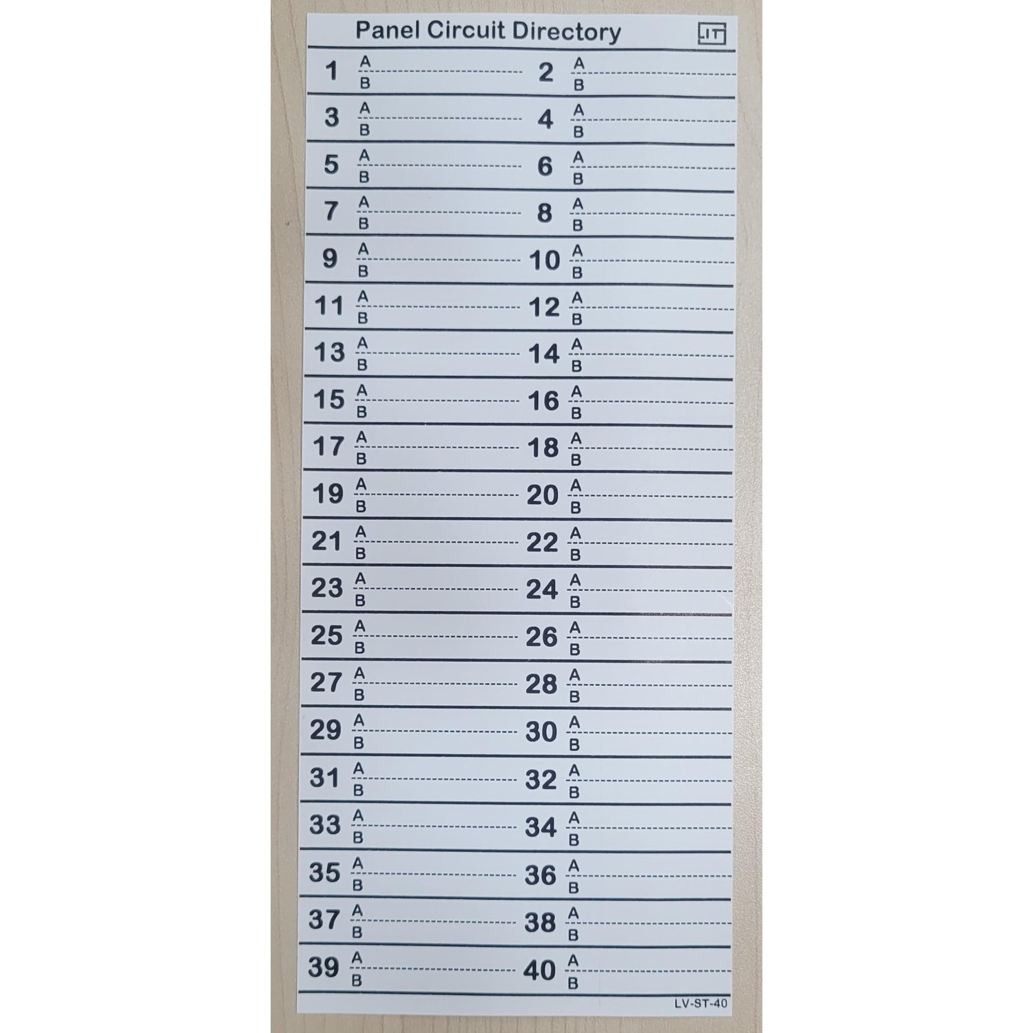 LV Fuse Box Circuit Breaker Panel Directory Labels/Decals/Stickers for ...
