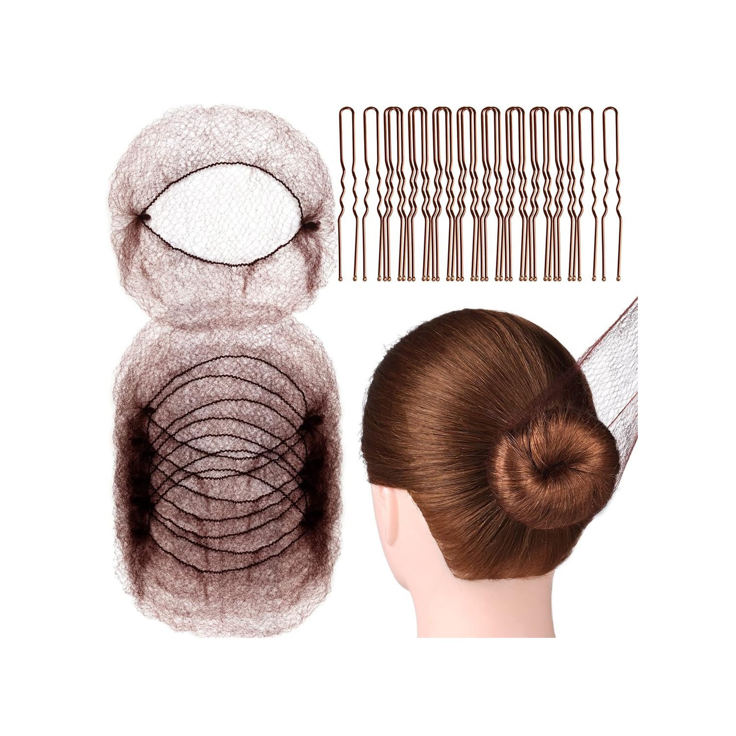 Pack of 20 Invisible Hair Nets, Bun Hair Nets, Elastic Hair Nets with ...