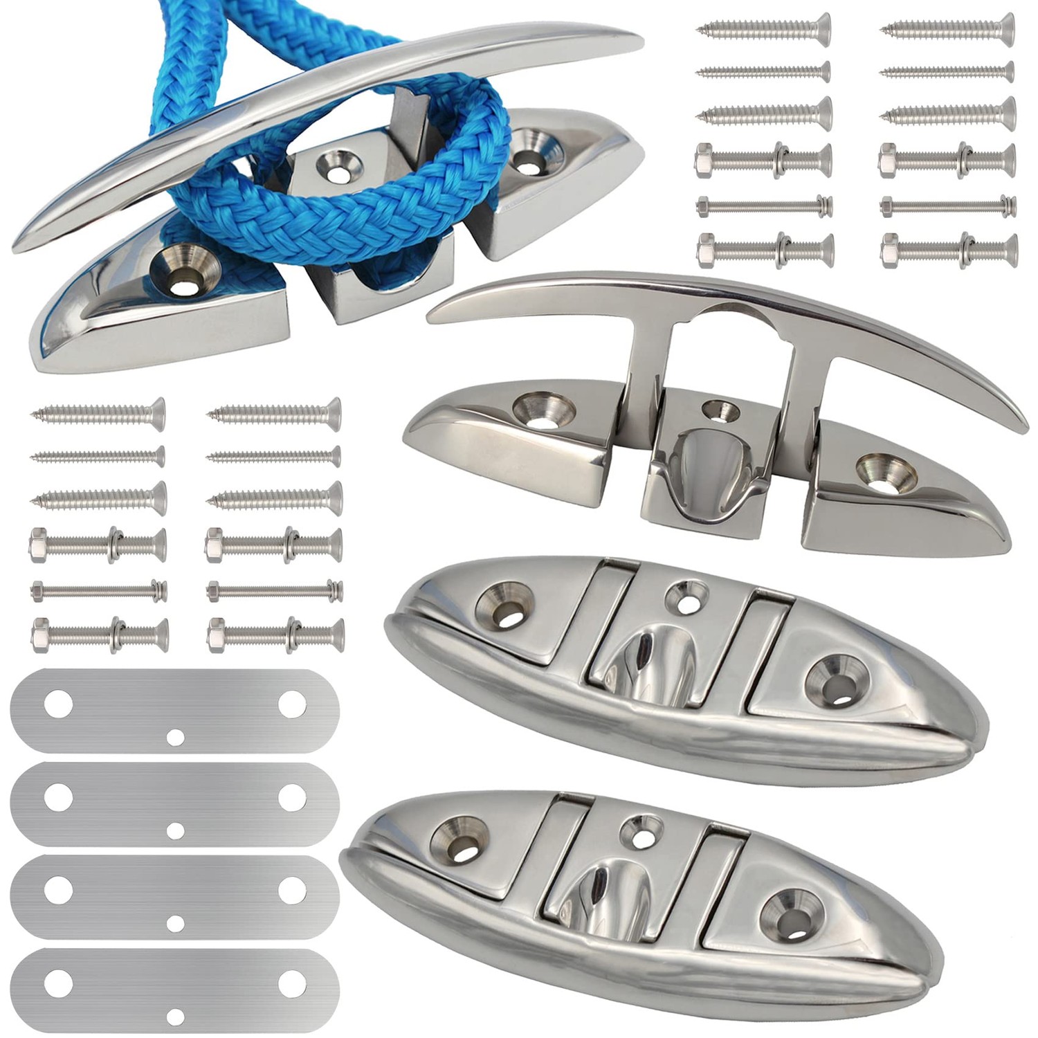 316 Stainless Steel 5 inch Folding Boat Cleat with Back Plate,Flip up ...