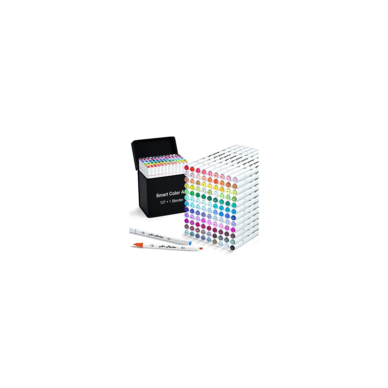 108 Pack Art Markers, 107 Coloring Markers and 1 Blender, Alcohol Based ...