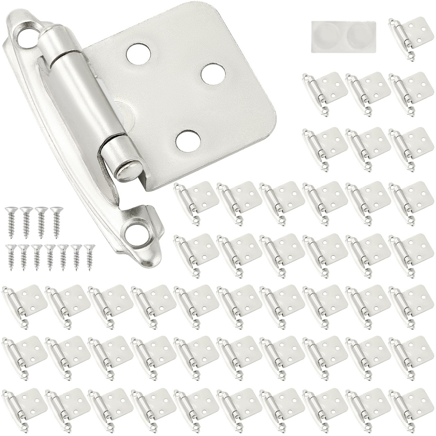 QWORK Inset Cabinet Hinges, 25 Pairs (50 pcs) 1/2" Overlay Self Closing ...
