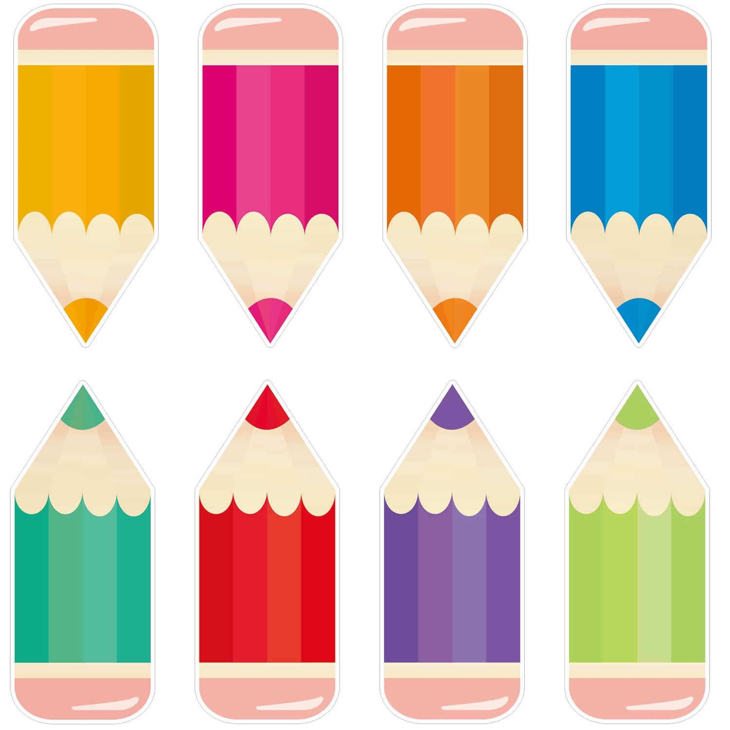 40 Pcs Colorful Pencils Cutouts 2.7 x 6.2 inch Classroom Bulletin Board ...
