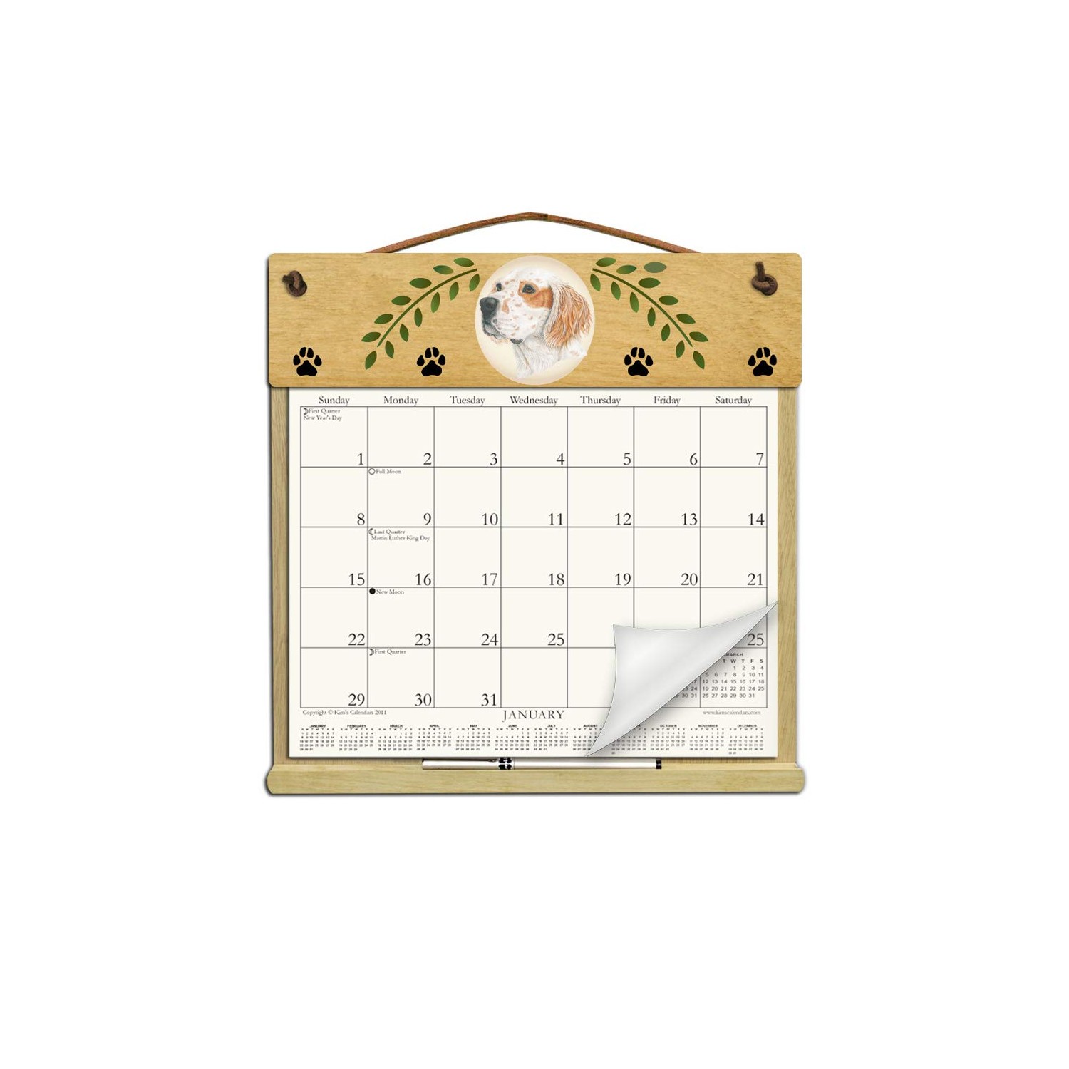 Wooden Refillable Orange English Setter Calendar Holder Filled with The ...