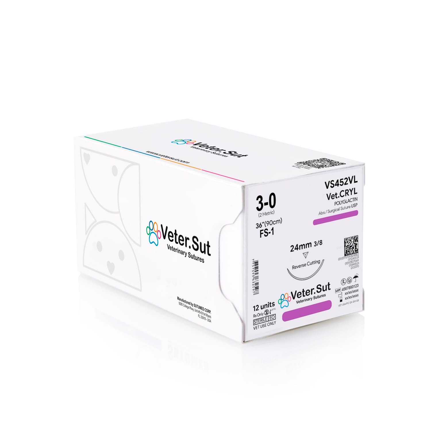 Veterinary Sutures - VeterSut VetCRYL Absorbable Polyglactin Surgical ...