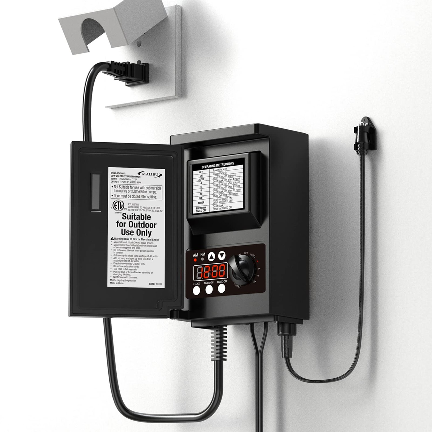 Low Voltage Transformer 45 Watt for Outdoor Landscape Lighting with ...
