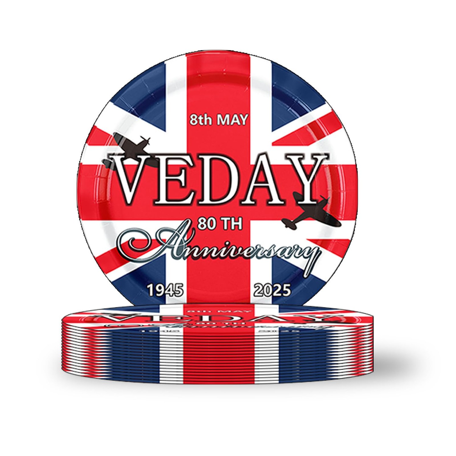 16pcs VE Day 80th Anniversary Decorations Paper Plates 7inch,VE Day ...