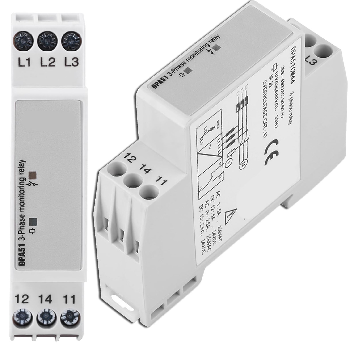DPA51CM44 3 Phase Monitoring Relay Phase Sequence Protector 208-480VAC ...