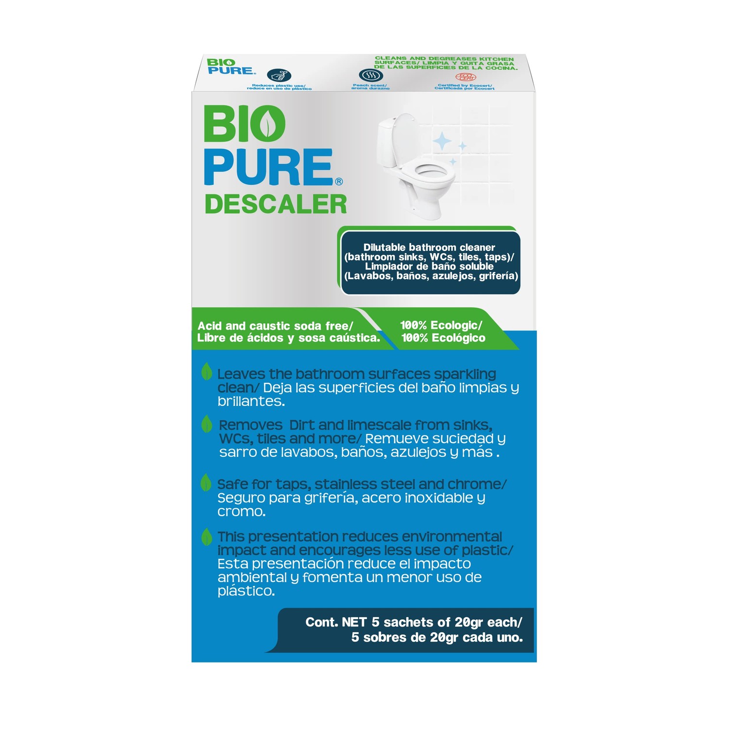 Bioupure - Sachtes solubles limpieza para baños-Elimina suciedad y ...