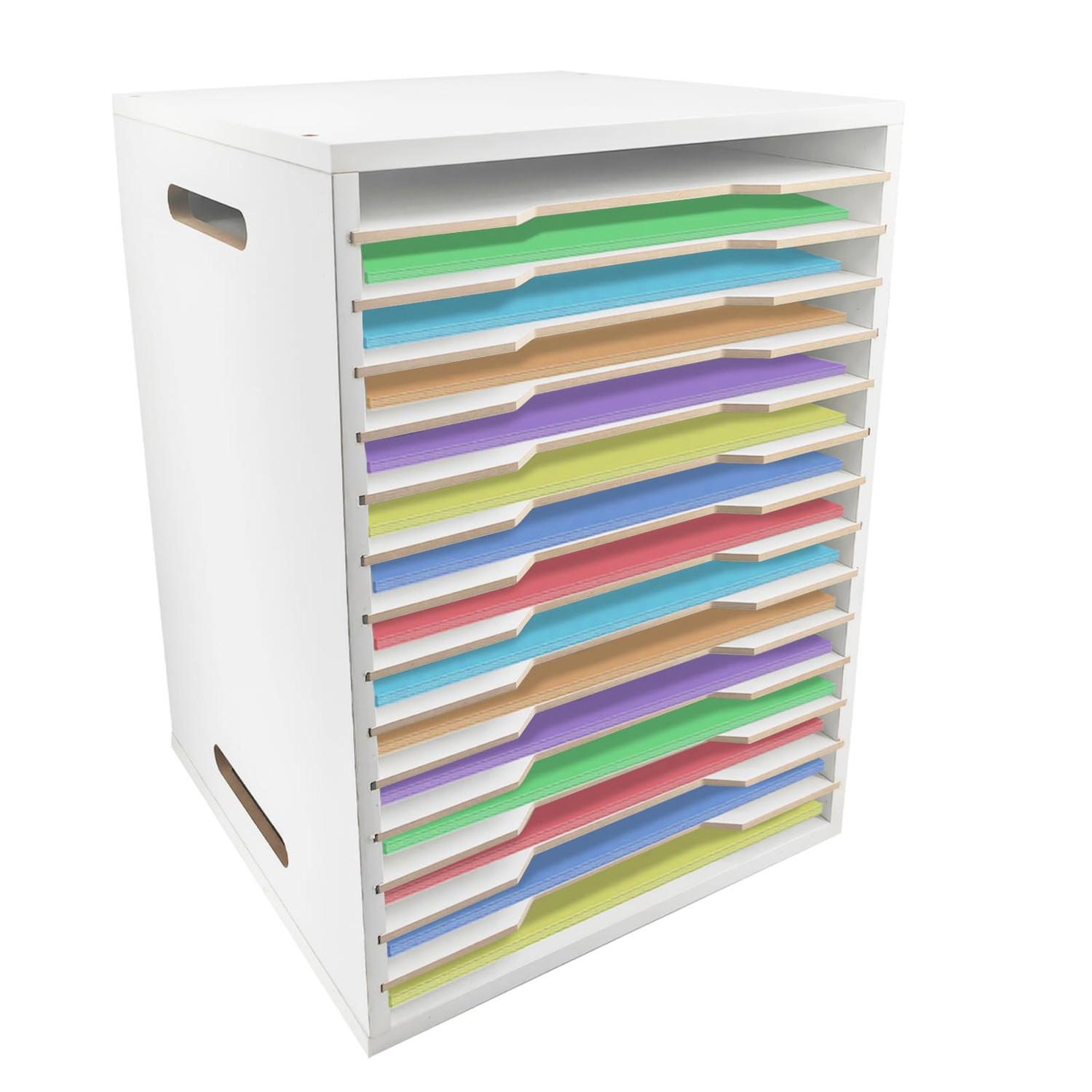 16" x 13" Wooden Scrapbook Paper Organizer - 15 Tier Construction Paper ...