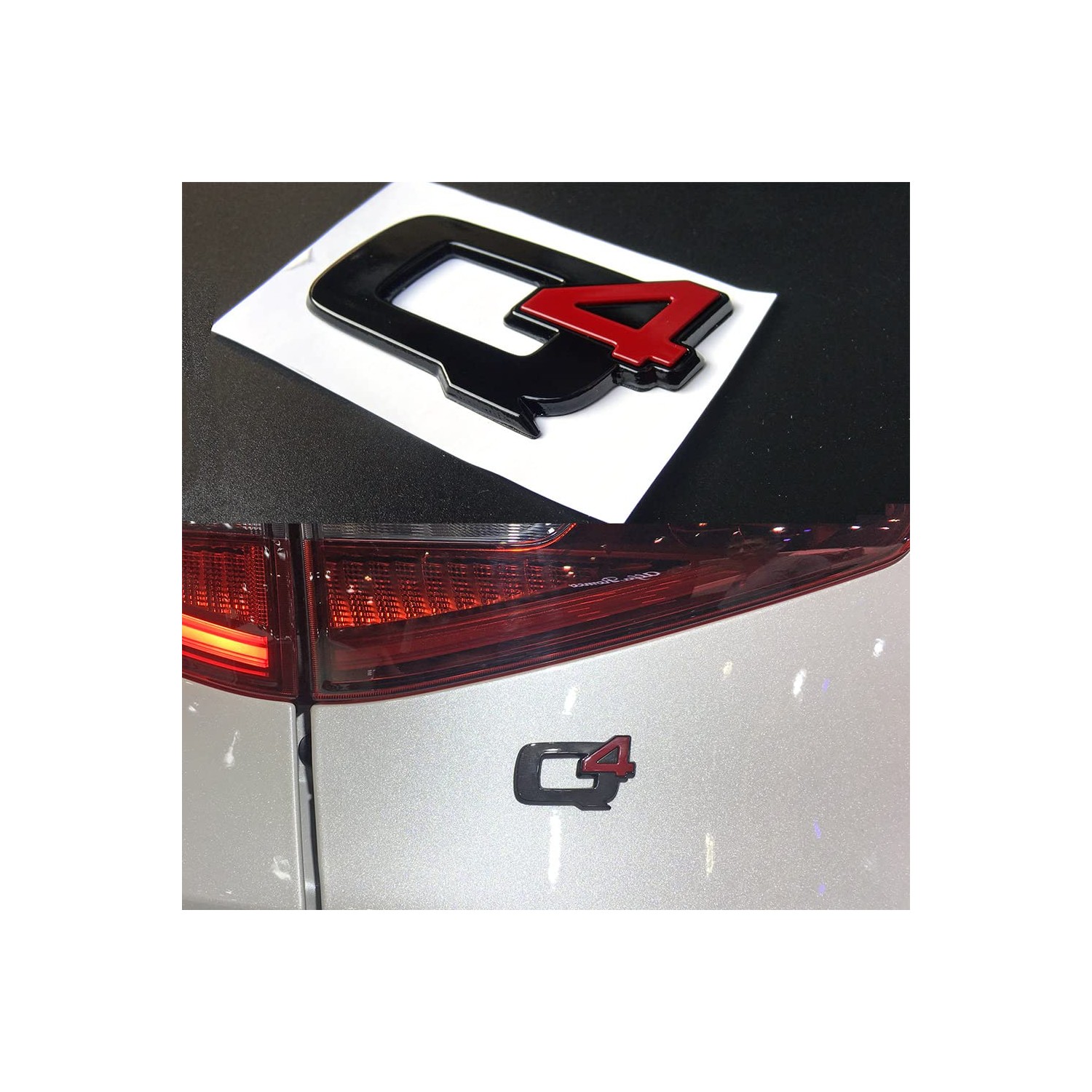 Car Emblem Q4 Black red Logo Car Trunk Side Sticker Glossy Rear Trunk ...