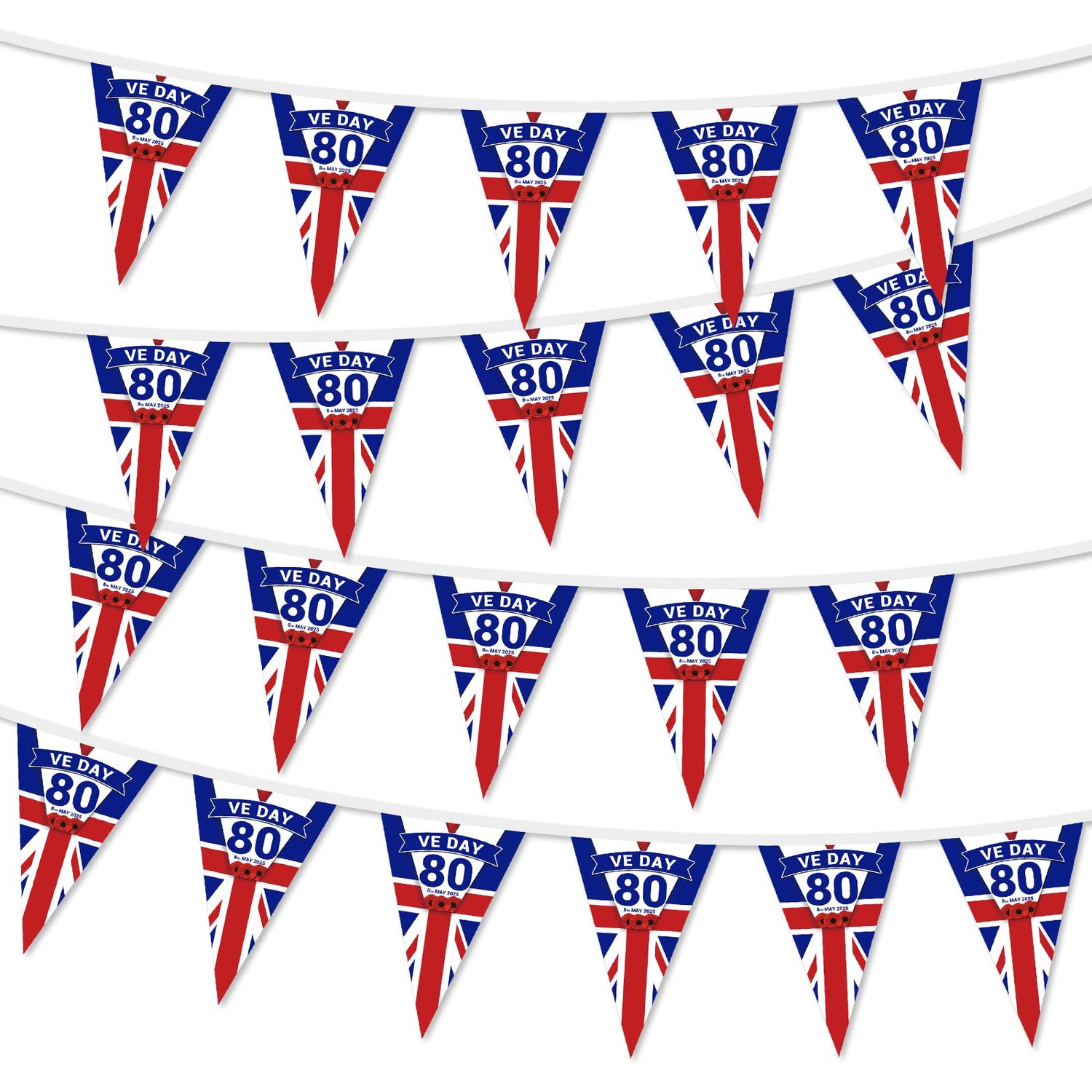1 PCS Victory Day Decoration Flags Banner,VE Day Bunting,VE Day 80th ...