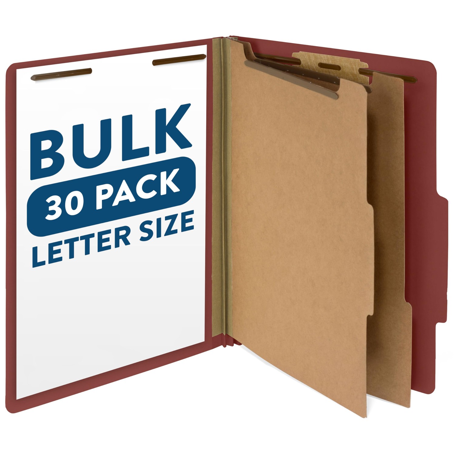 Blue Summit Supplies 30 Letter Size Red Classification Folders, 2 ...