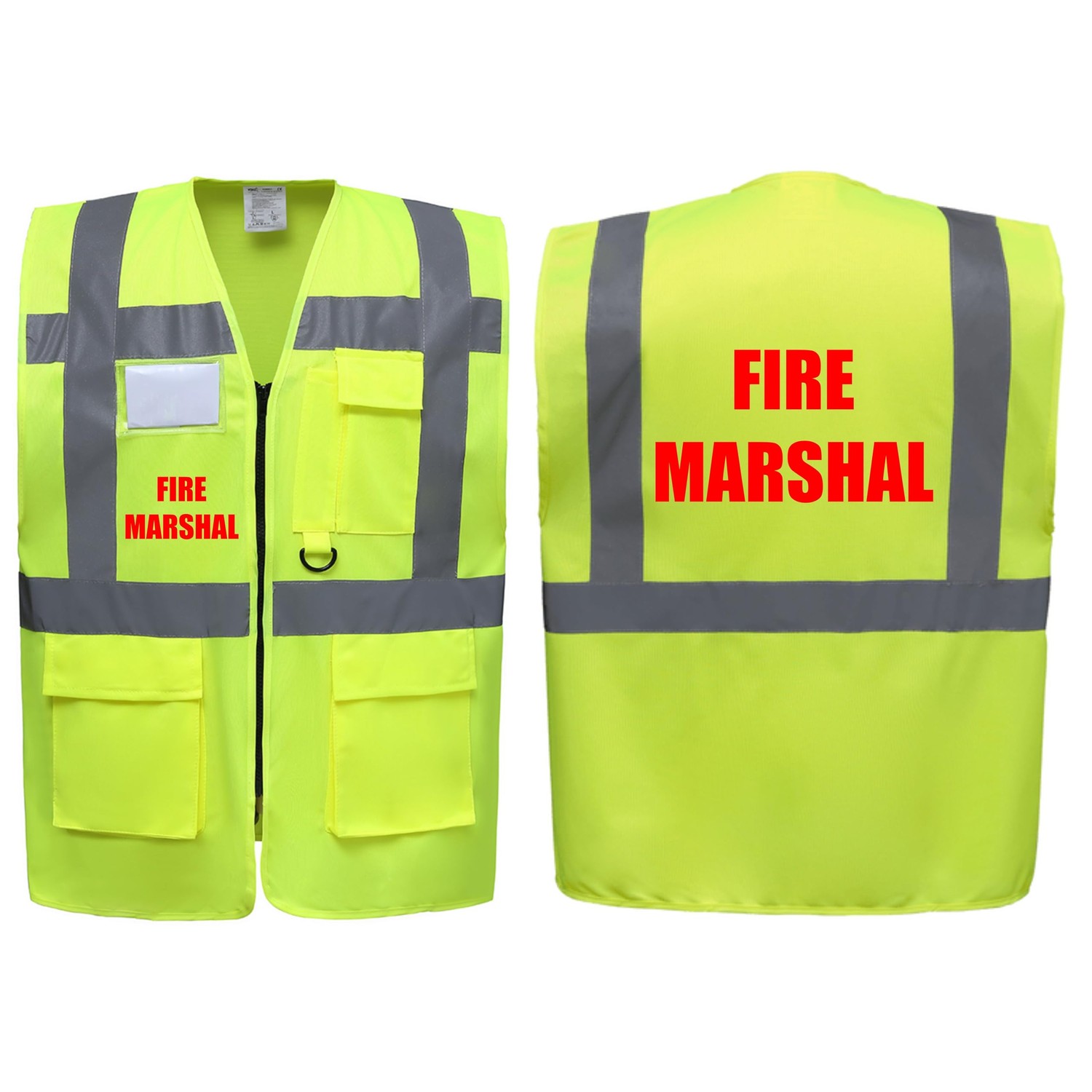 Brook Hi Vis UK Fire Marshal Premium Yellow Zipped Hi Vis Vest - High ...