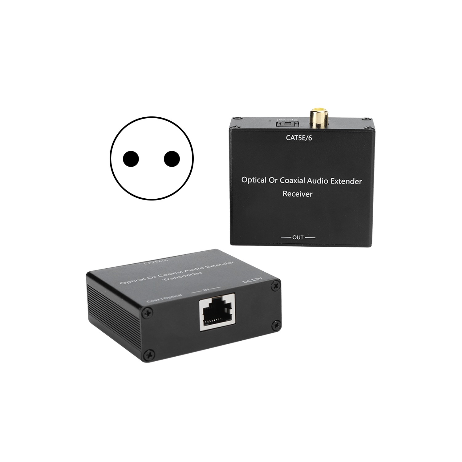 Digital Audio Extender Coaxial and Optical Fiber Converter for Cat5e/6 ...