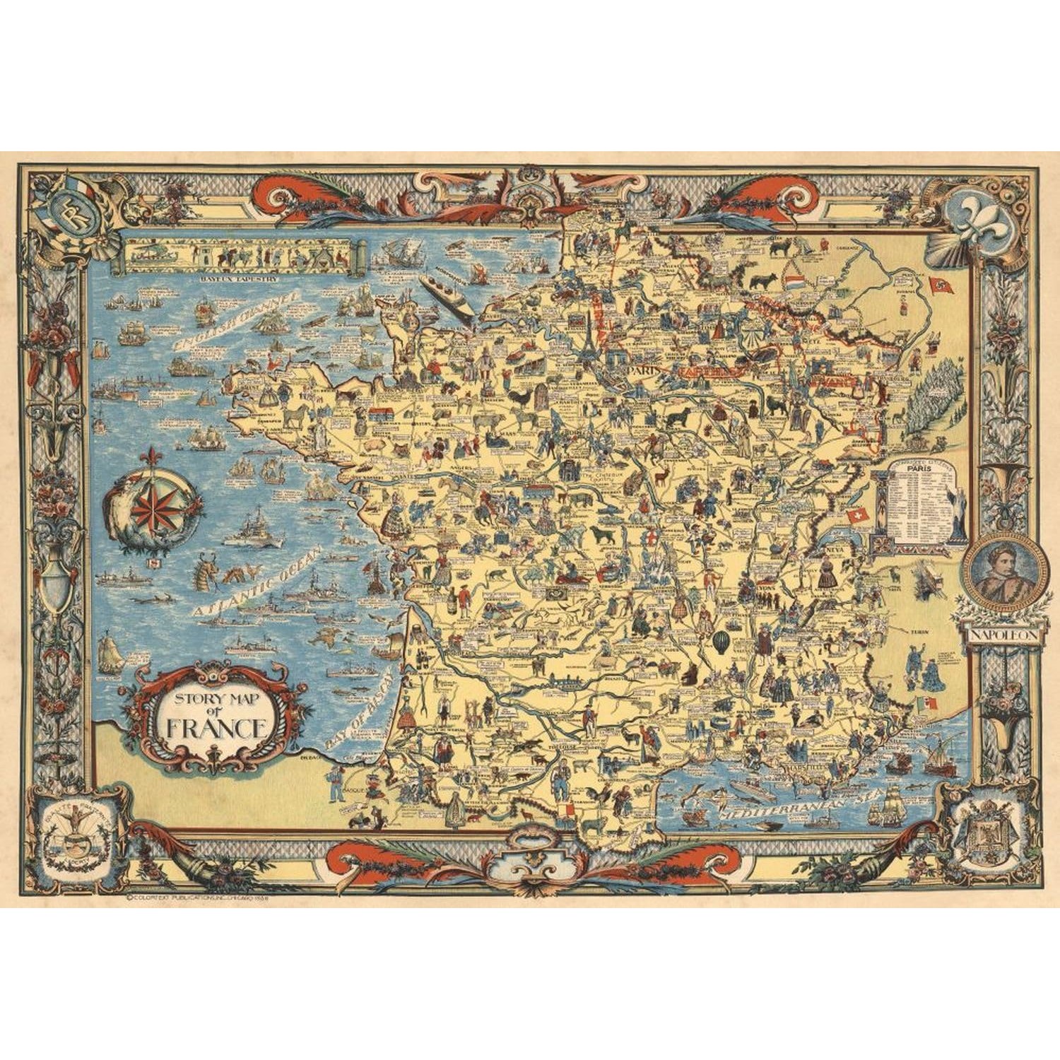 1000 Piece Jigsaw Puzzle | 1936 Pictorial Story Map of France | French ...