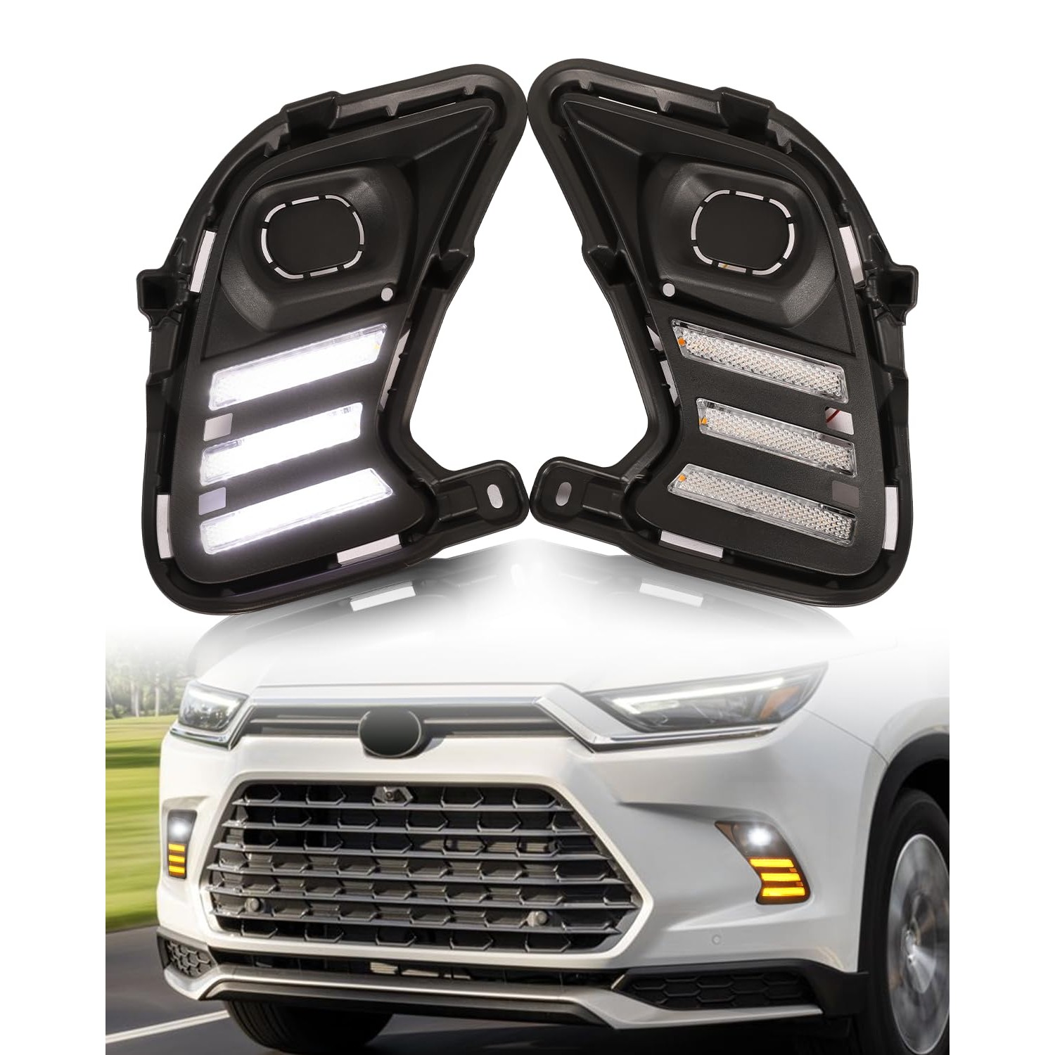 LED Fog Lights Bezel Assemblies for 2023 2024 2025 Toyota Grand ...