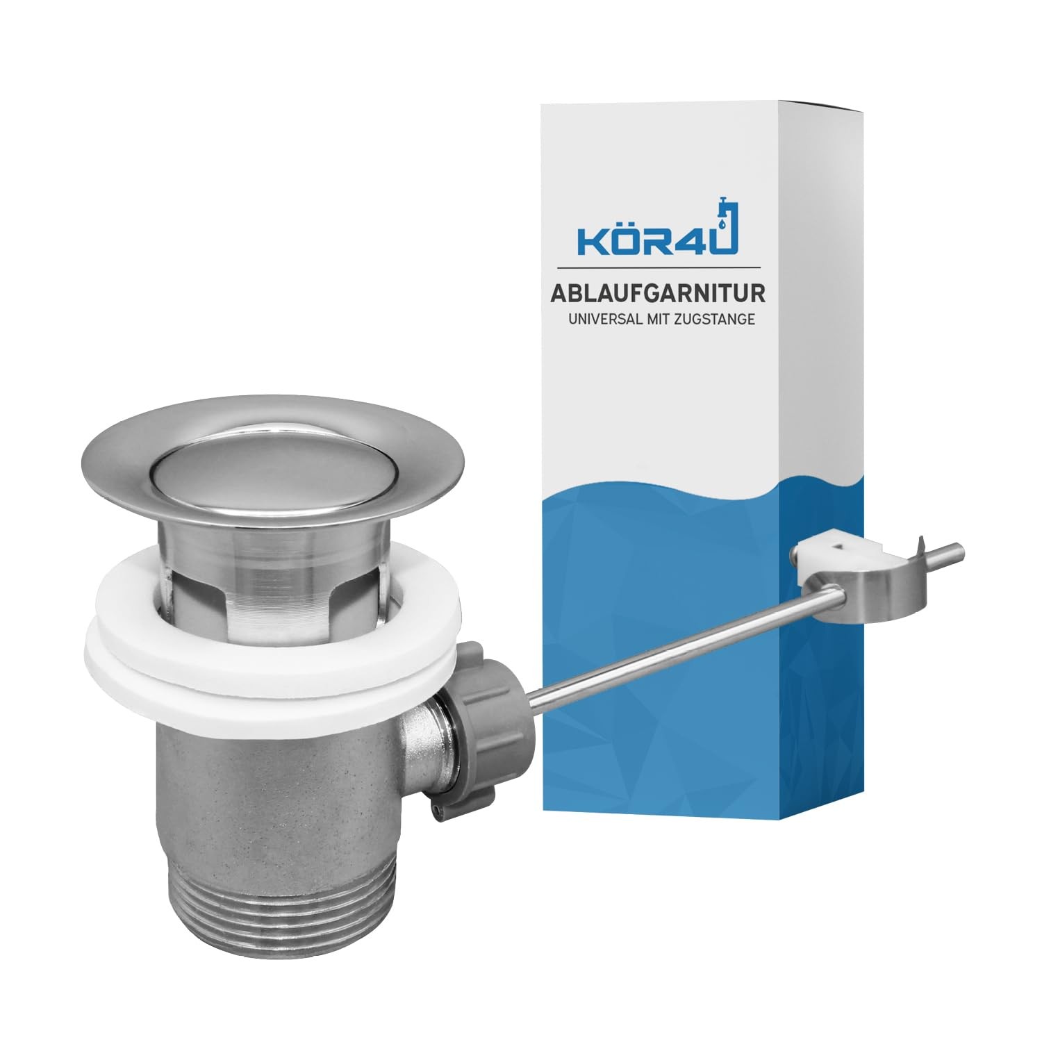 kör4u Drain Fitting with Pull Rod, Dimensions 1 1/4 Inch, Chrome, Drain ...