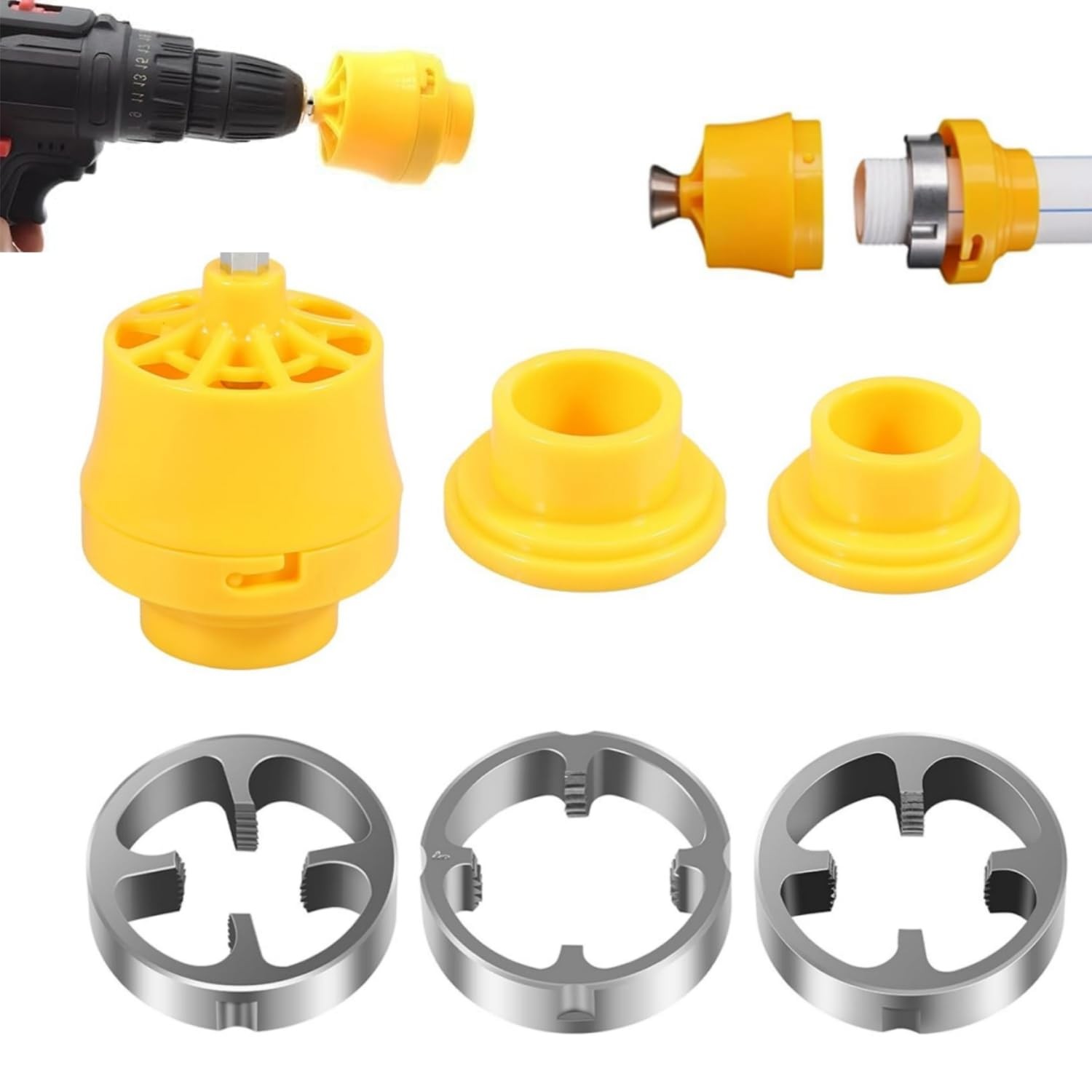 PVC Pipe Threader Kit for Electric Drill - Professional 1/2", 3/4", 1 ...