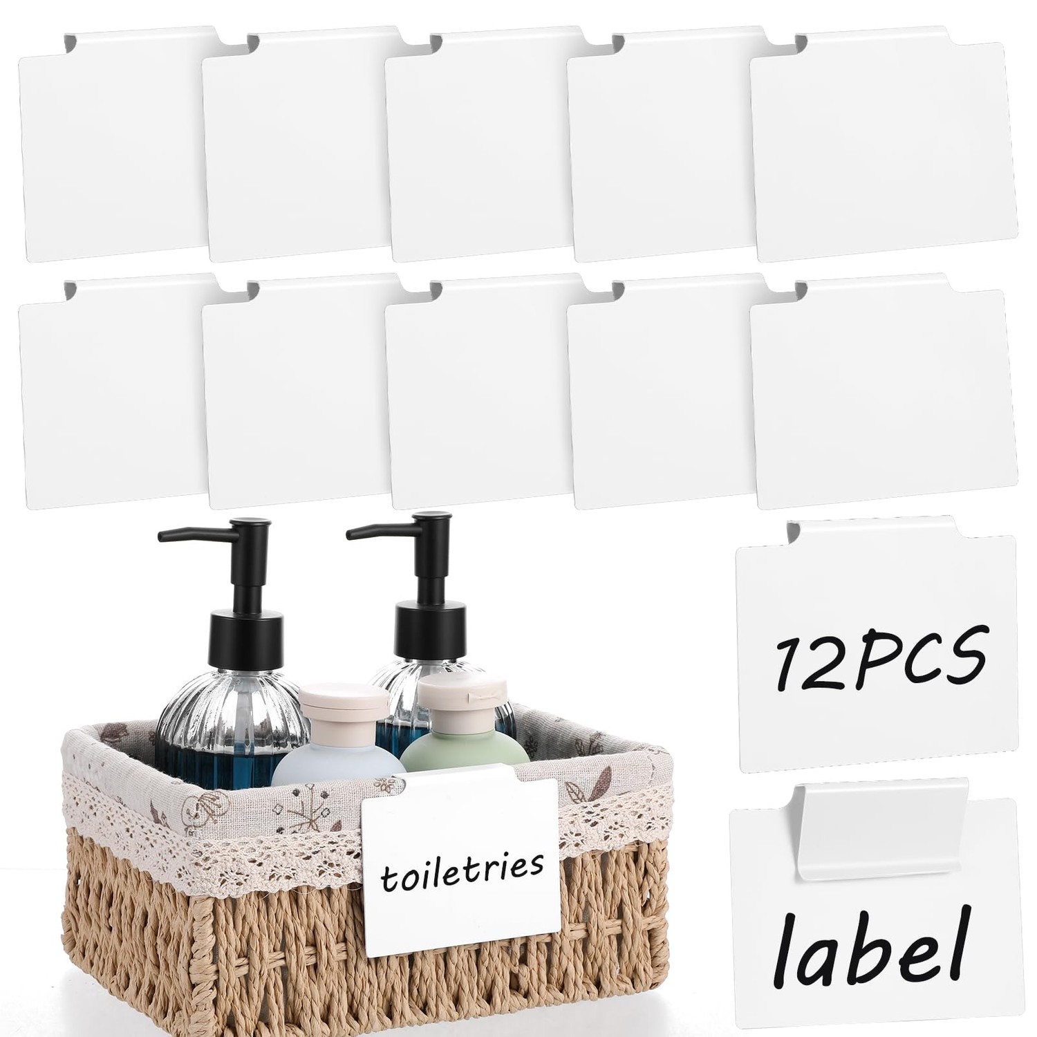 12 Pcs Removable Basket Bin Label Basket Labels Clip Kitchen Clip Label ...