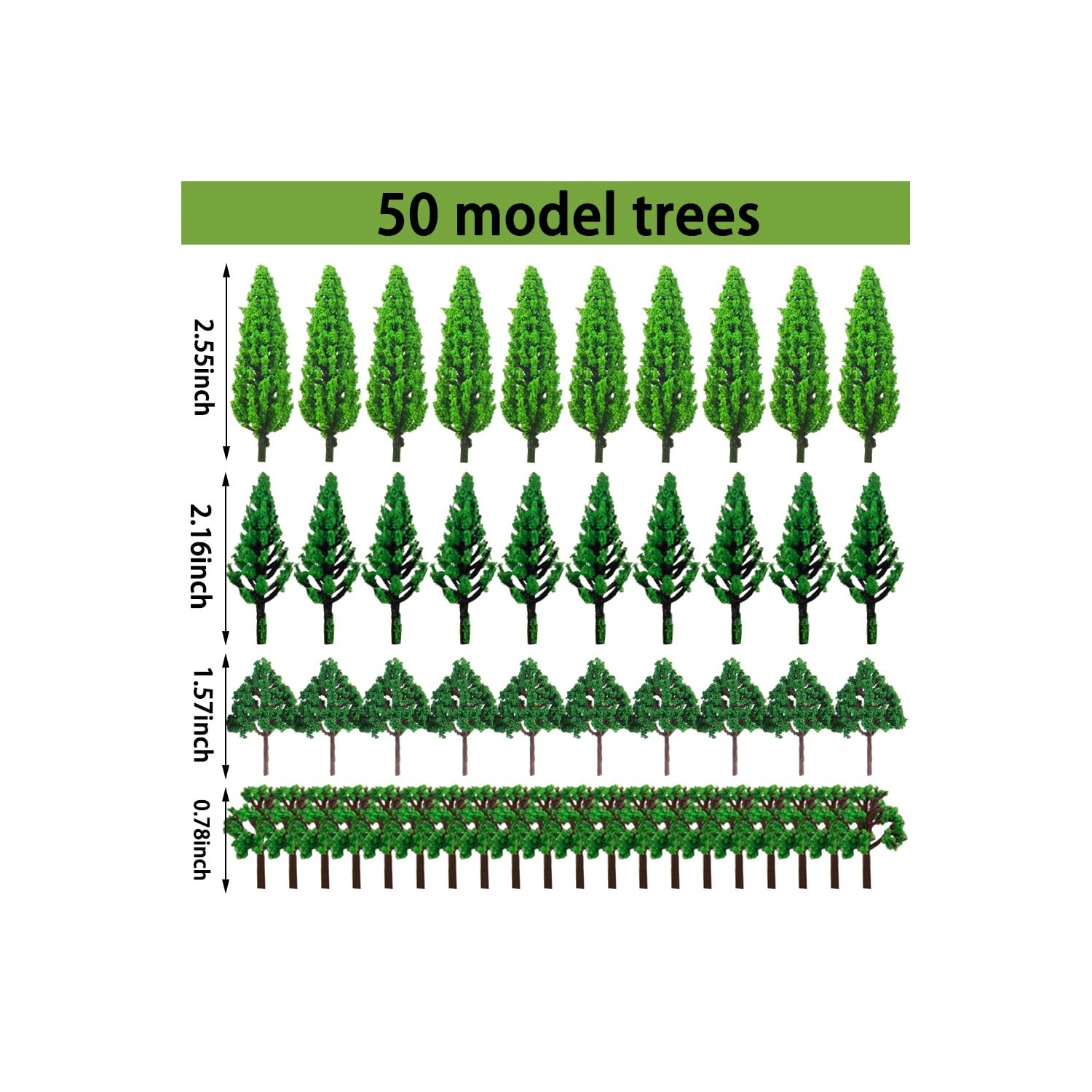 Model Trees Mixed 50pcs Mixed Model Trees, Garden Trees Miniature ...