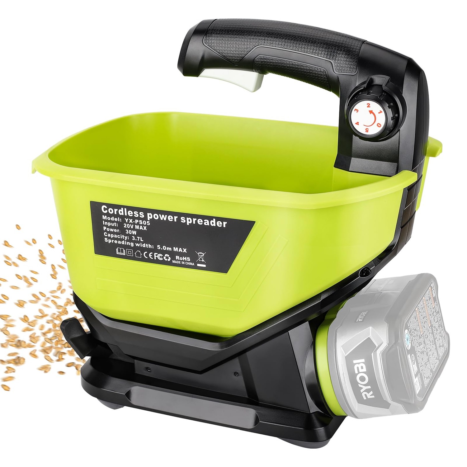 Philophca Salt Spreader for Ryobi 18V One+ Battery, Seed Spreader ...