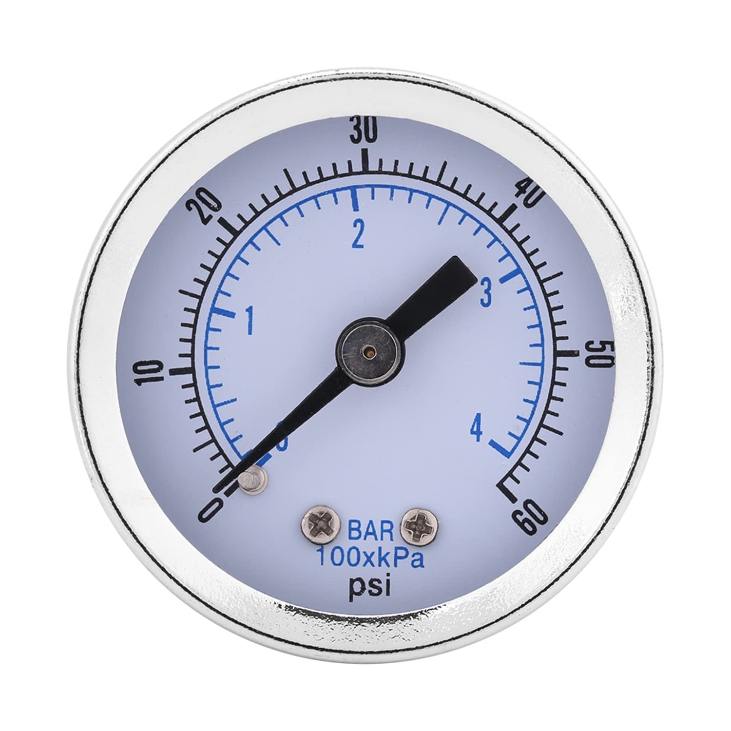 40 mm Diameter 0-60 PSI 0-4 Bar Pressure Gauge Rotary Needles Double ...