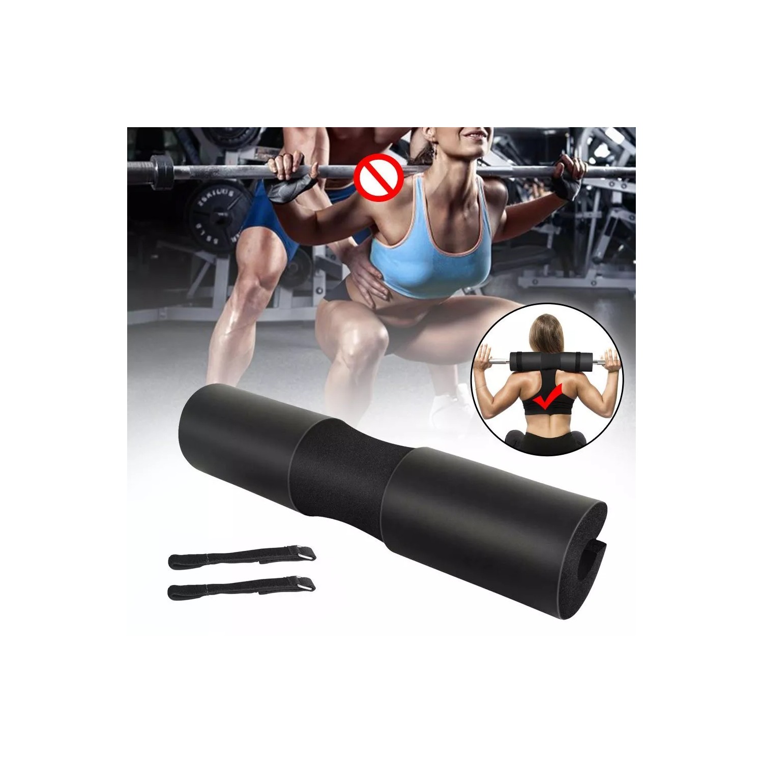 Aaiwa Black POWER GUIDANCE Barbell Squat Pad New Hip Thrusts Squats ...