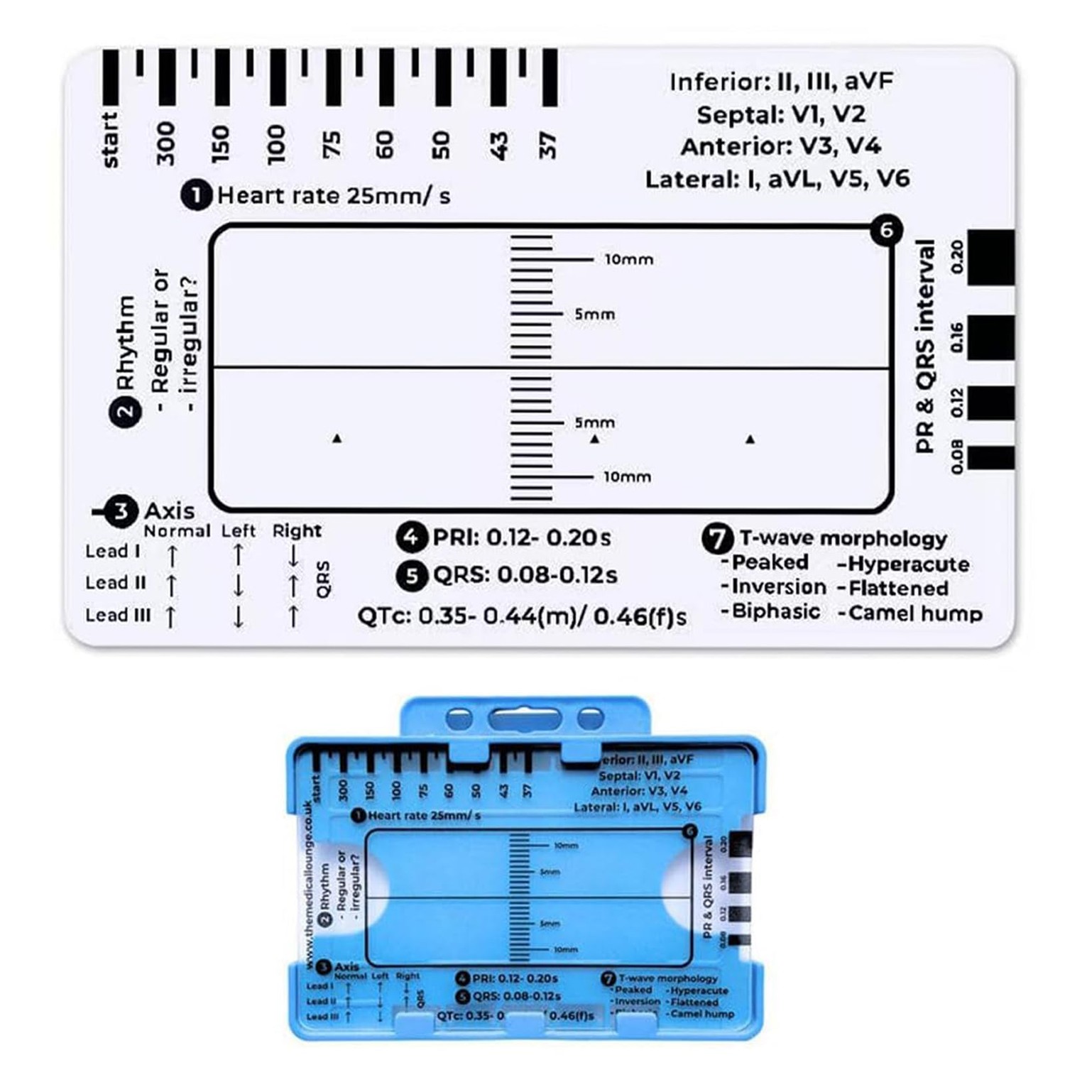 ECG 7 Step Ruler for Interpretation ECG Card, Heart Rate ECG Ruler ...