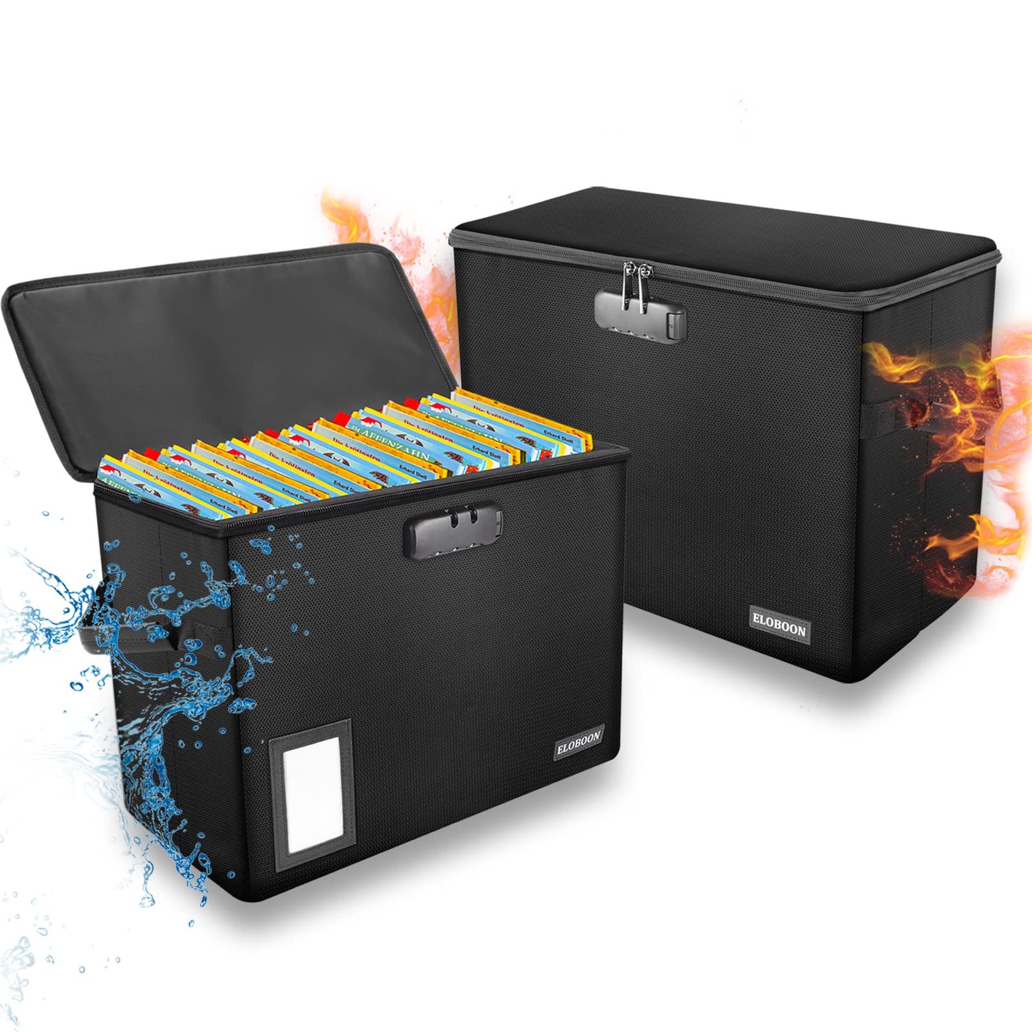 2 Pack Comic Book Storage Box, ELOBOON Fireproof & Water-Resistant ...