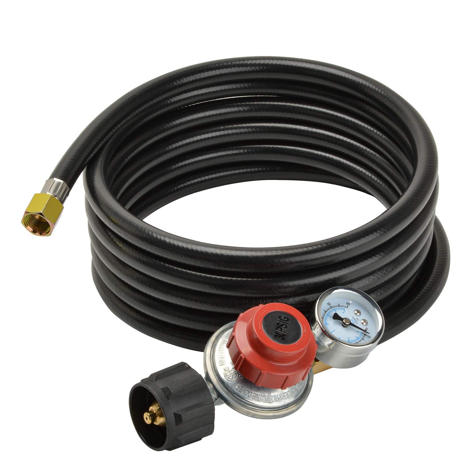 only fire 12 Ft 0-30PSI Propane Regulator High Pressure with PSI Gauge ...