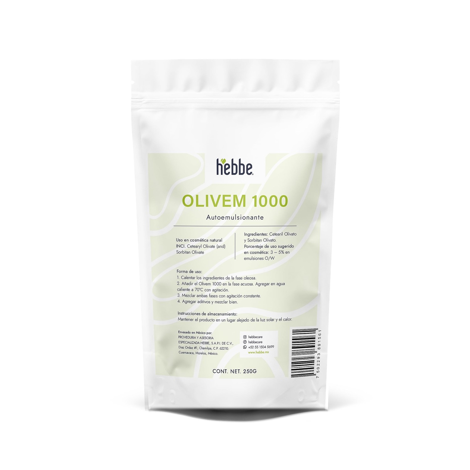 HEBBE - Olivem 1000 250 g | Facilita Penetración de Ingredientes ...