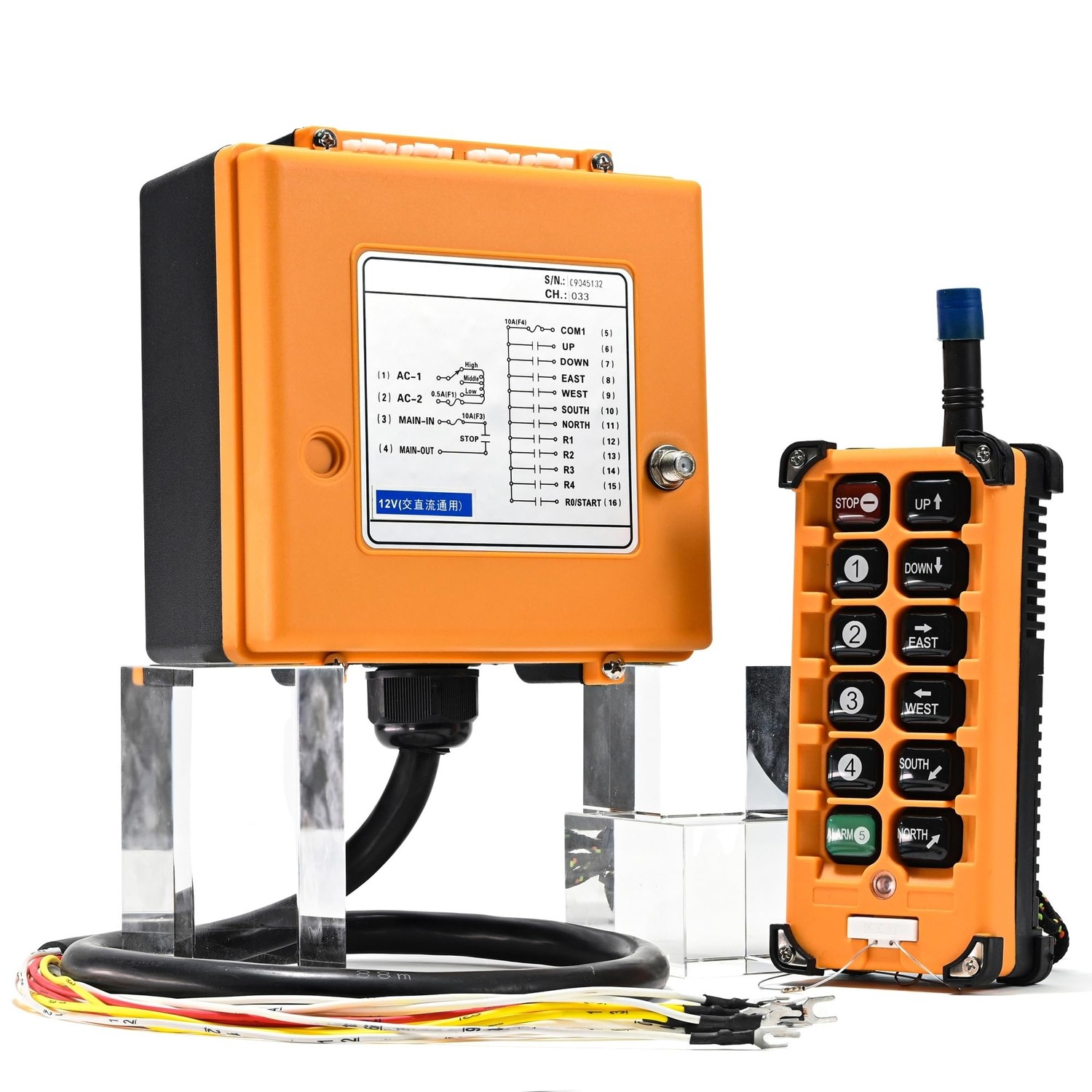12V Crane Remote Control, Heavy Duty IP65 Hoist Controller, Industrial ...