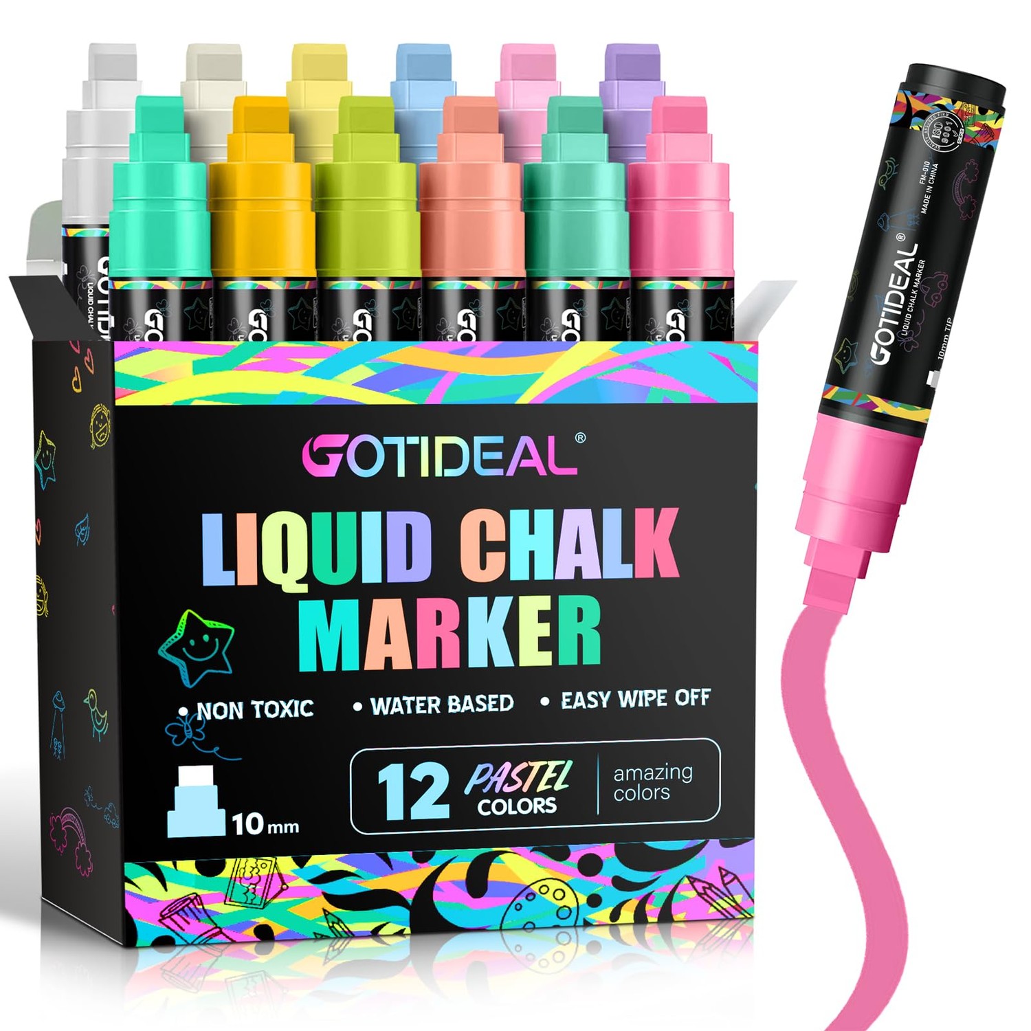 GOTIDEAL Window Markers, Jumbo Chalk Markers for Blackboard, Washable ...