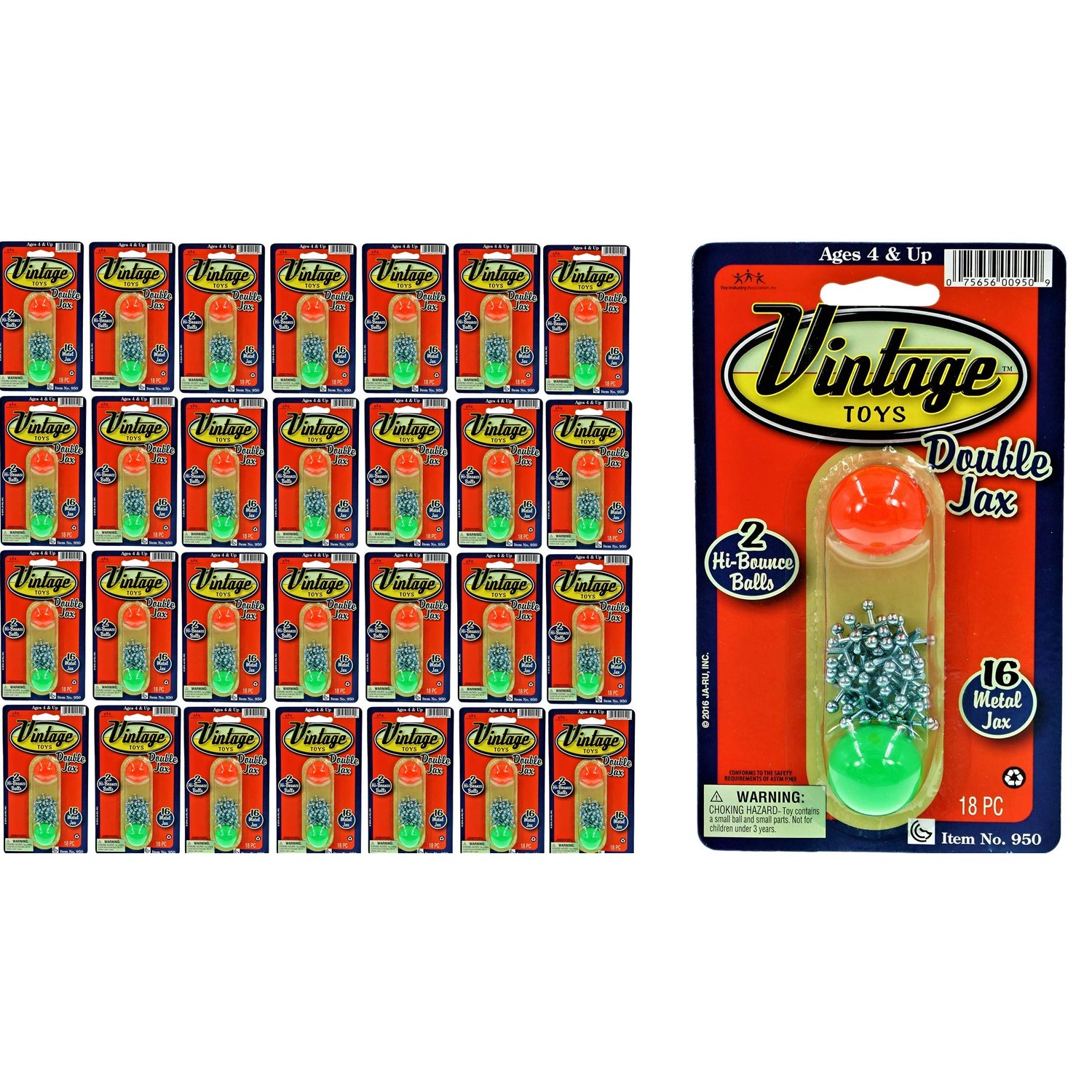 JA-RU Metal Jacks Game with Ball (36 Jax Game Set) 2 Small Bouncy Balls ...