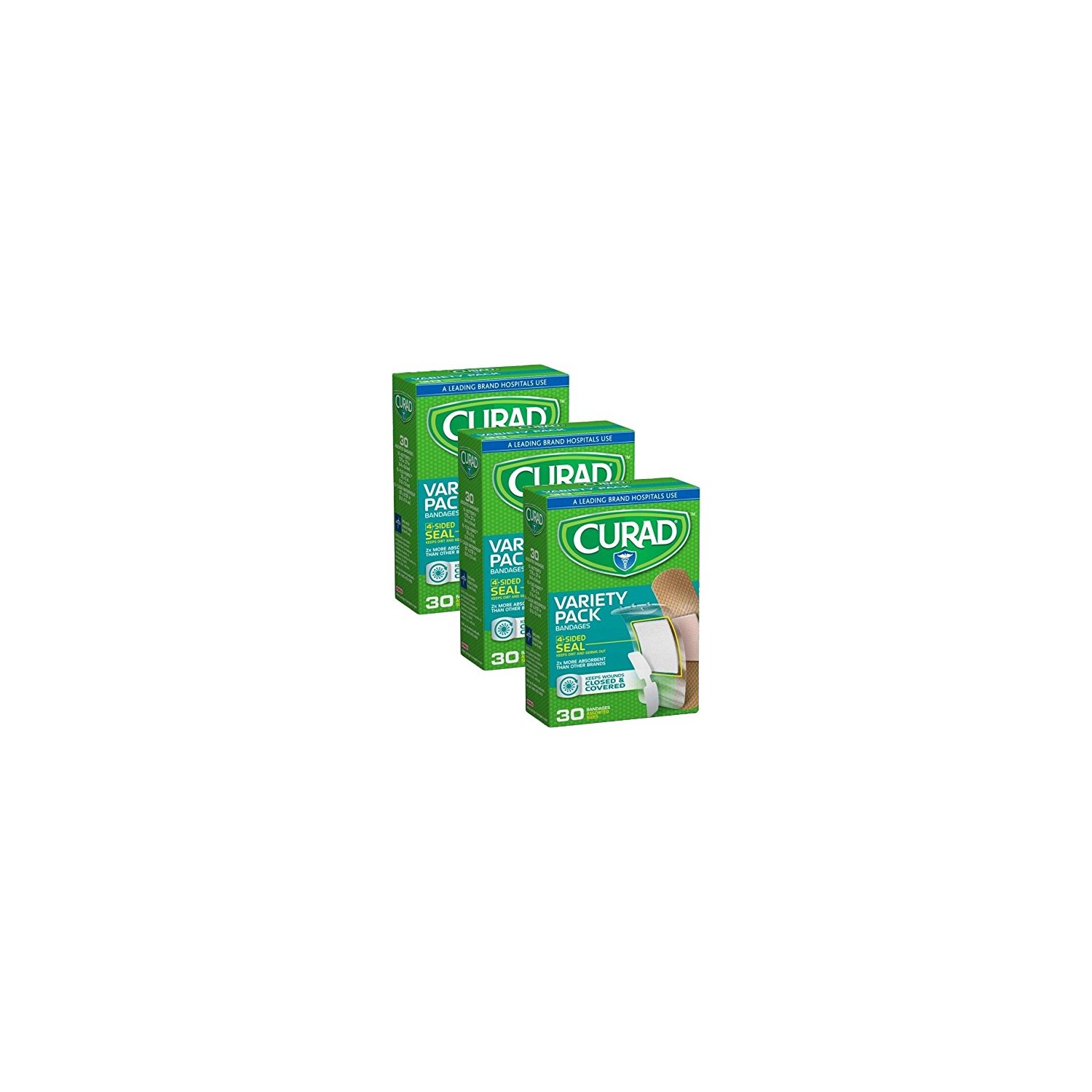 Curad Variety Pack, Sterile Assorted Adhesive Bandages 30 ea Pack of 3 ...