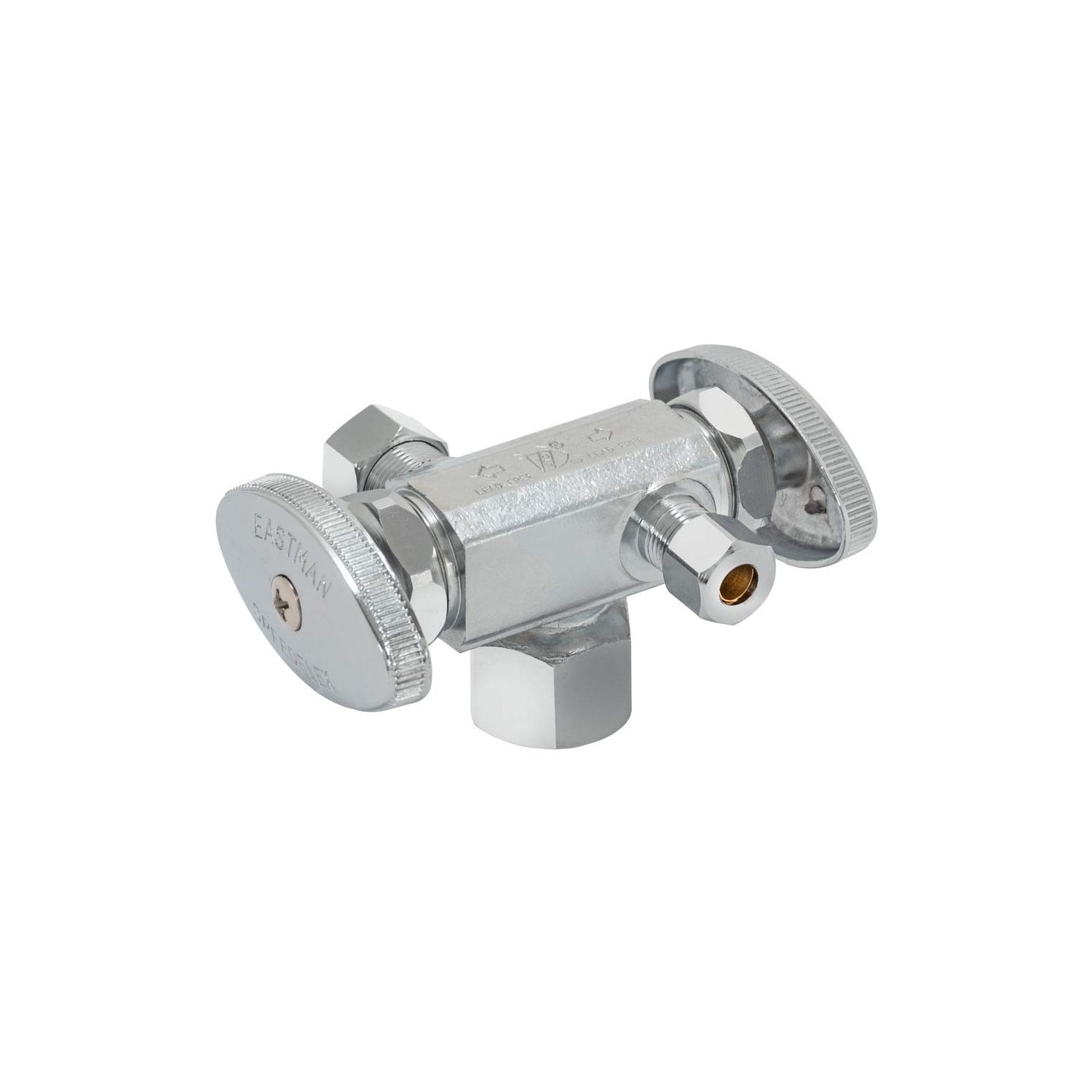 Eastman 04423LF Multi-Turn Dual-Handle Iron Pipe Inlet Stop Valve, 1/2 ...