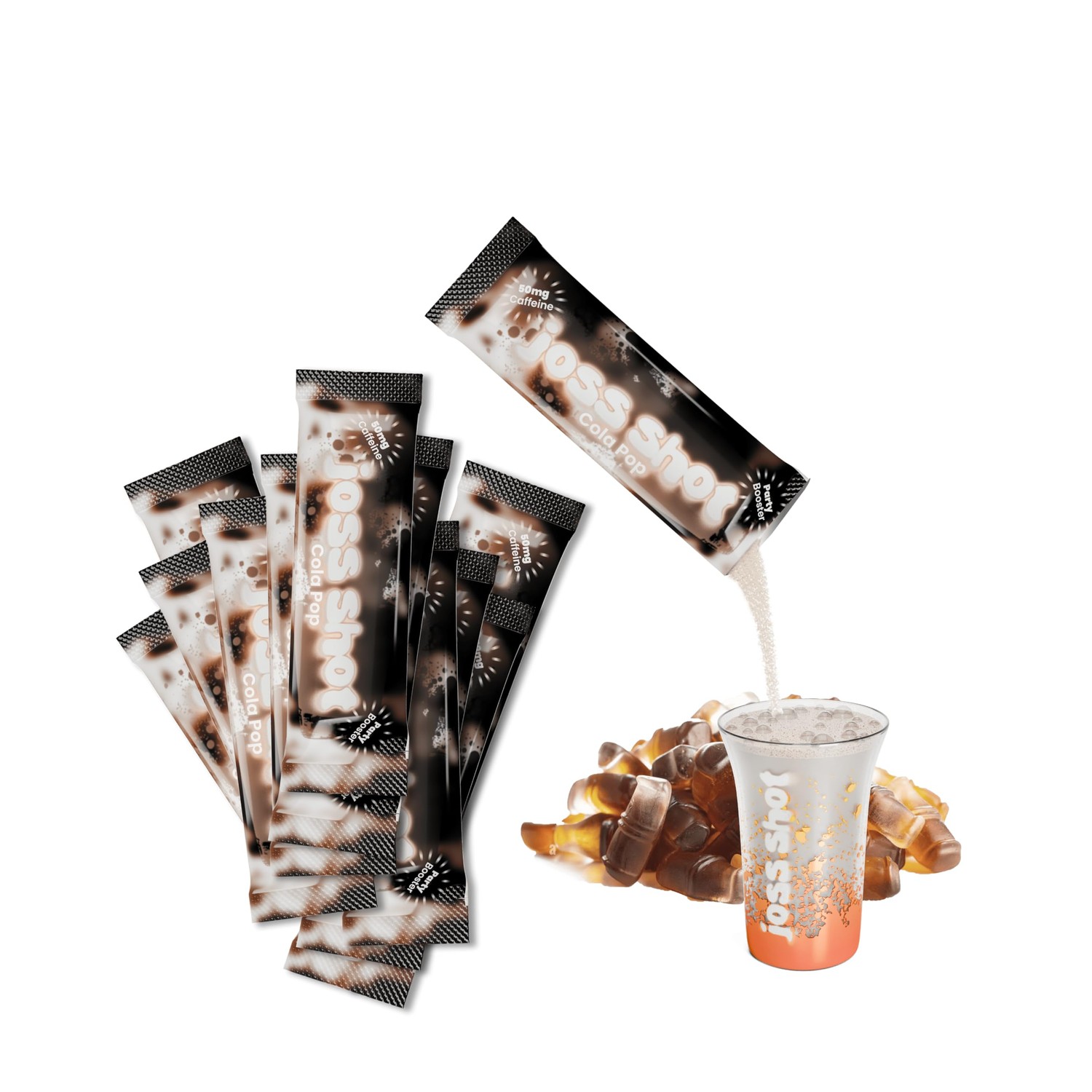 12 Joss Shots Cola Pop - Fizzing Sherbety Party Energy & Mood Boosters ...