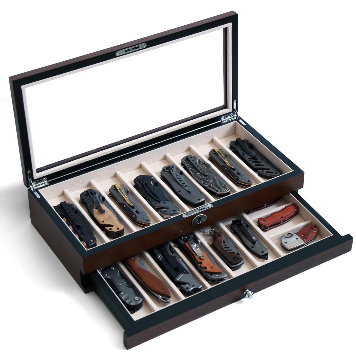 Bonaking Knife Display Case Two-Tier Pocket Knife Case Box Storage for ...