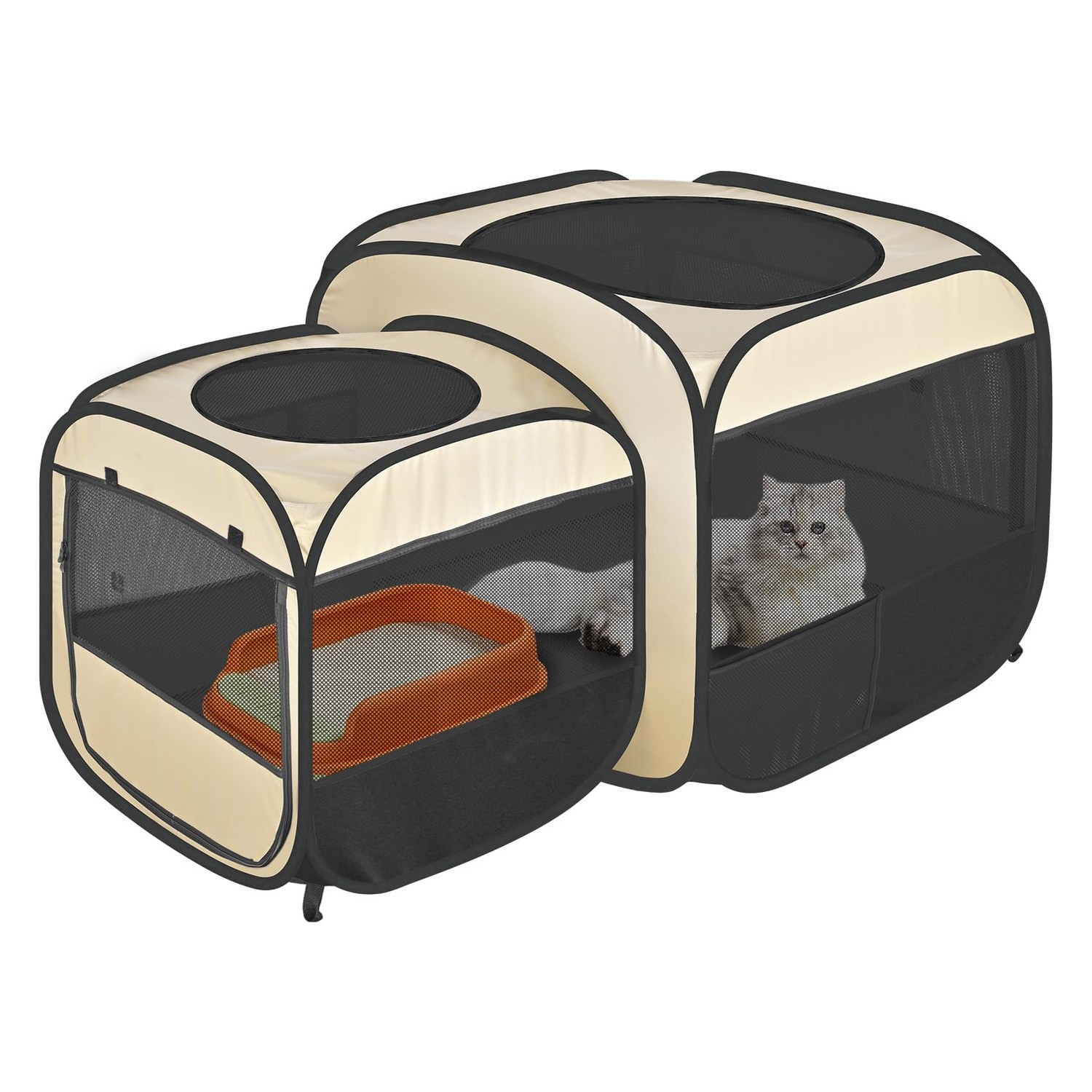 2-in-1 Portable Cat Playpen, Pop up Pet Kennel Play Pen Cat Tent House ...