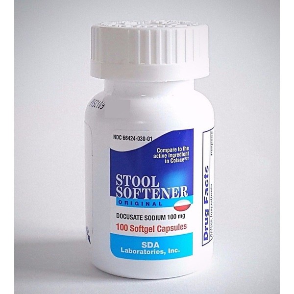 SDA Laboratories Docusate Sodium 100mg, 100 Count Softgel Capsules ...