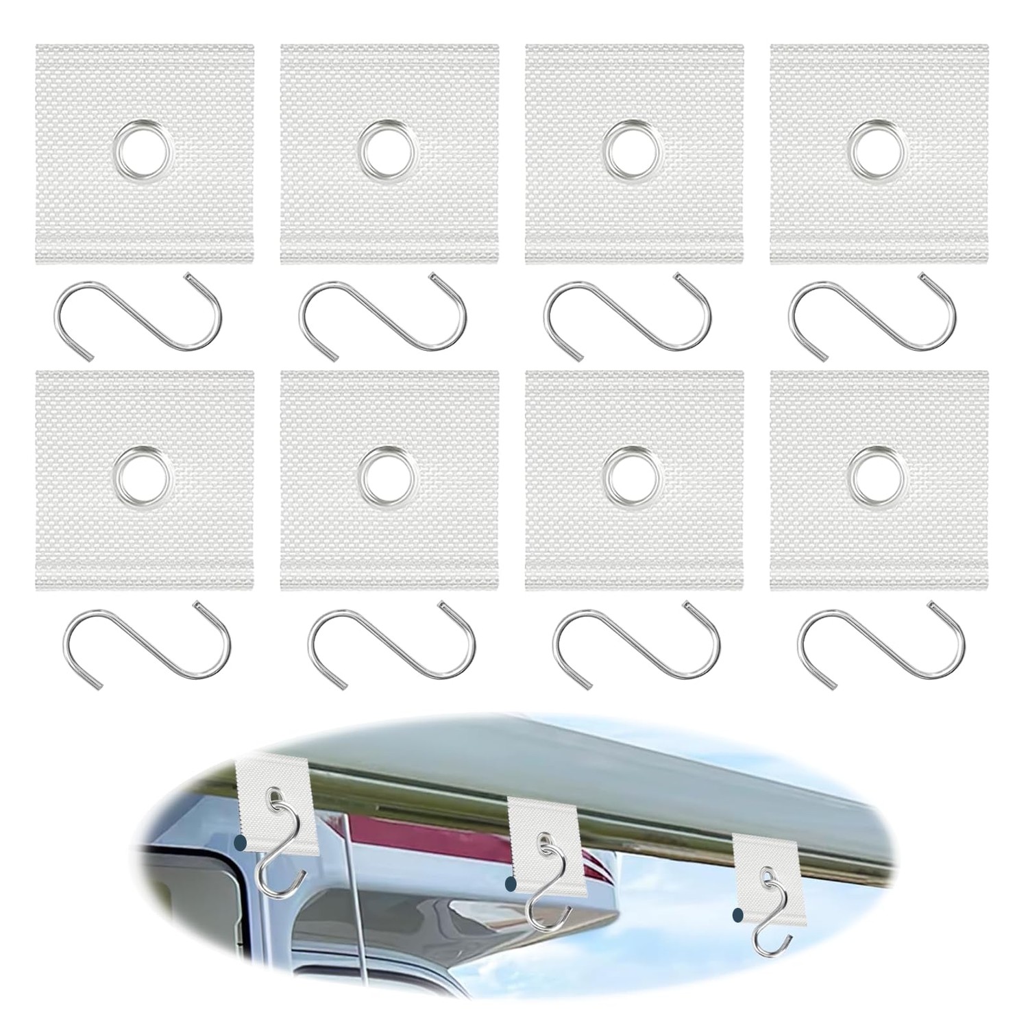 ZUYIST Pack of 8 Piping Strips Hooks for Awning Caravan with Hooks ...