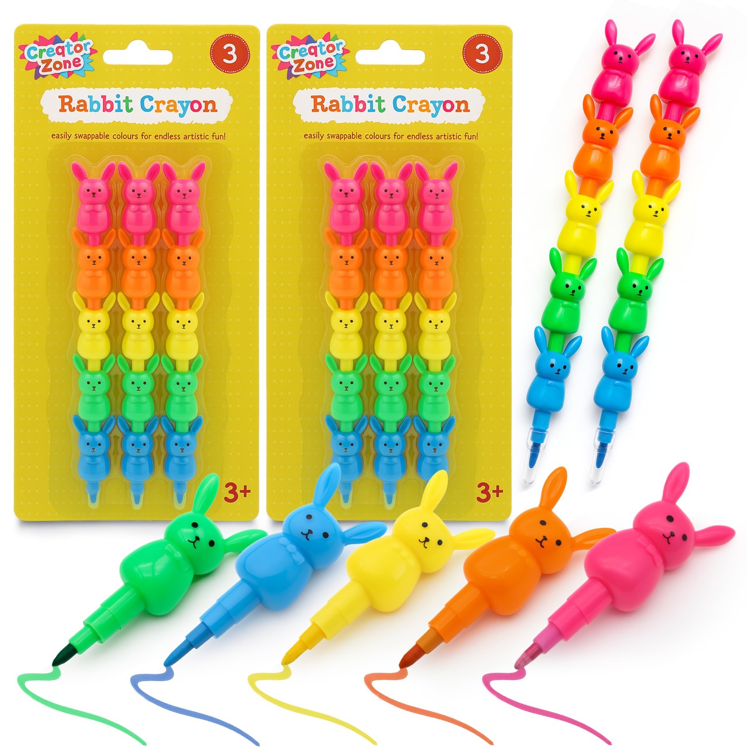 Creator Zone 6pk Rabbit Crayon - Swap Point Crayons for Kids Arts ...