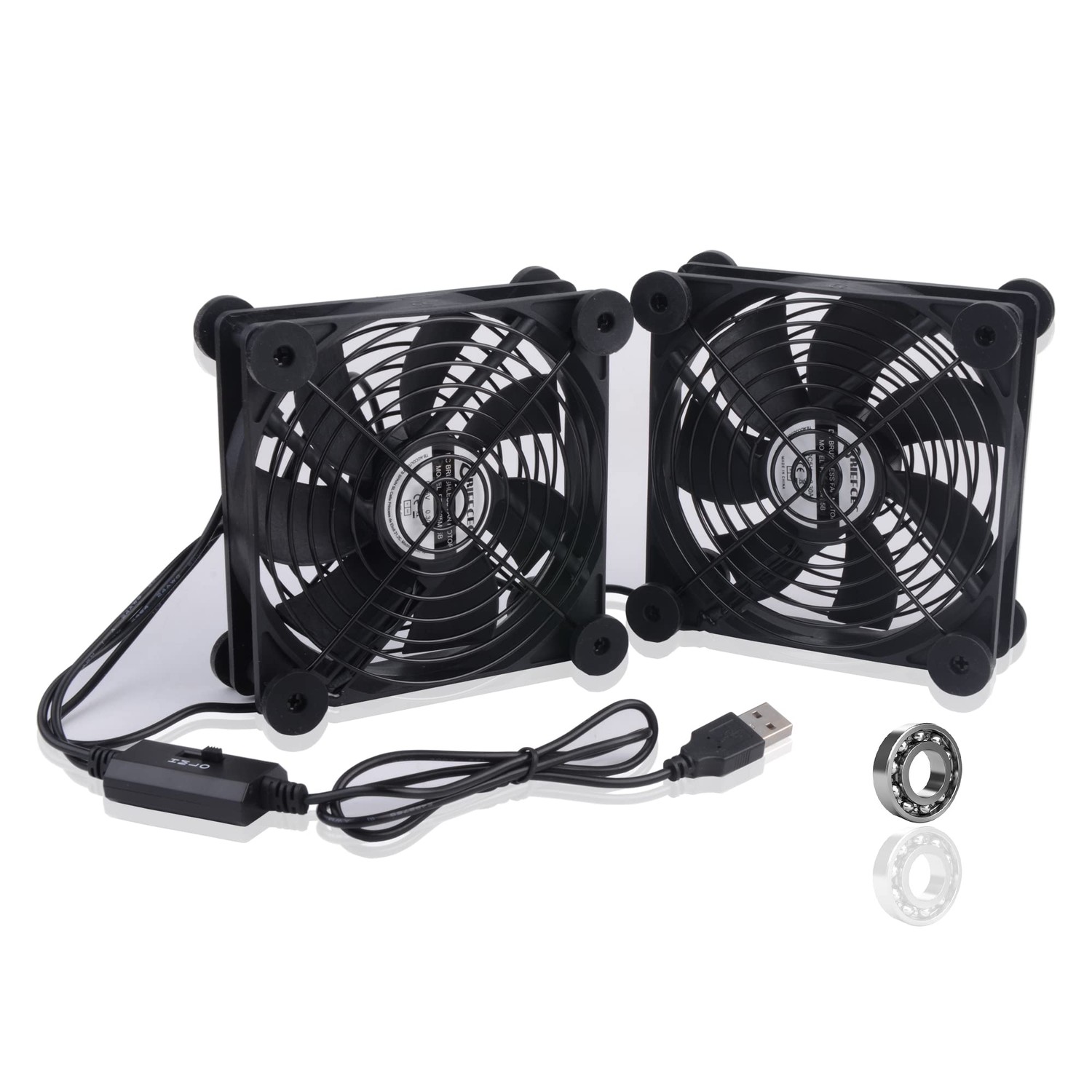BRIEFCEC USB Fan 120mm 2 In 1 Computer Fan 5V Fan 1500RPM 55CFM Dual ...