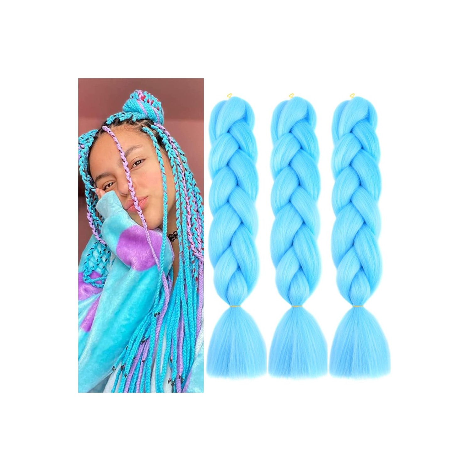 Xiaofeng Colorful Ombre Braiding Hair Extensions 24 Inch 3 Packs High ...