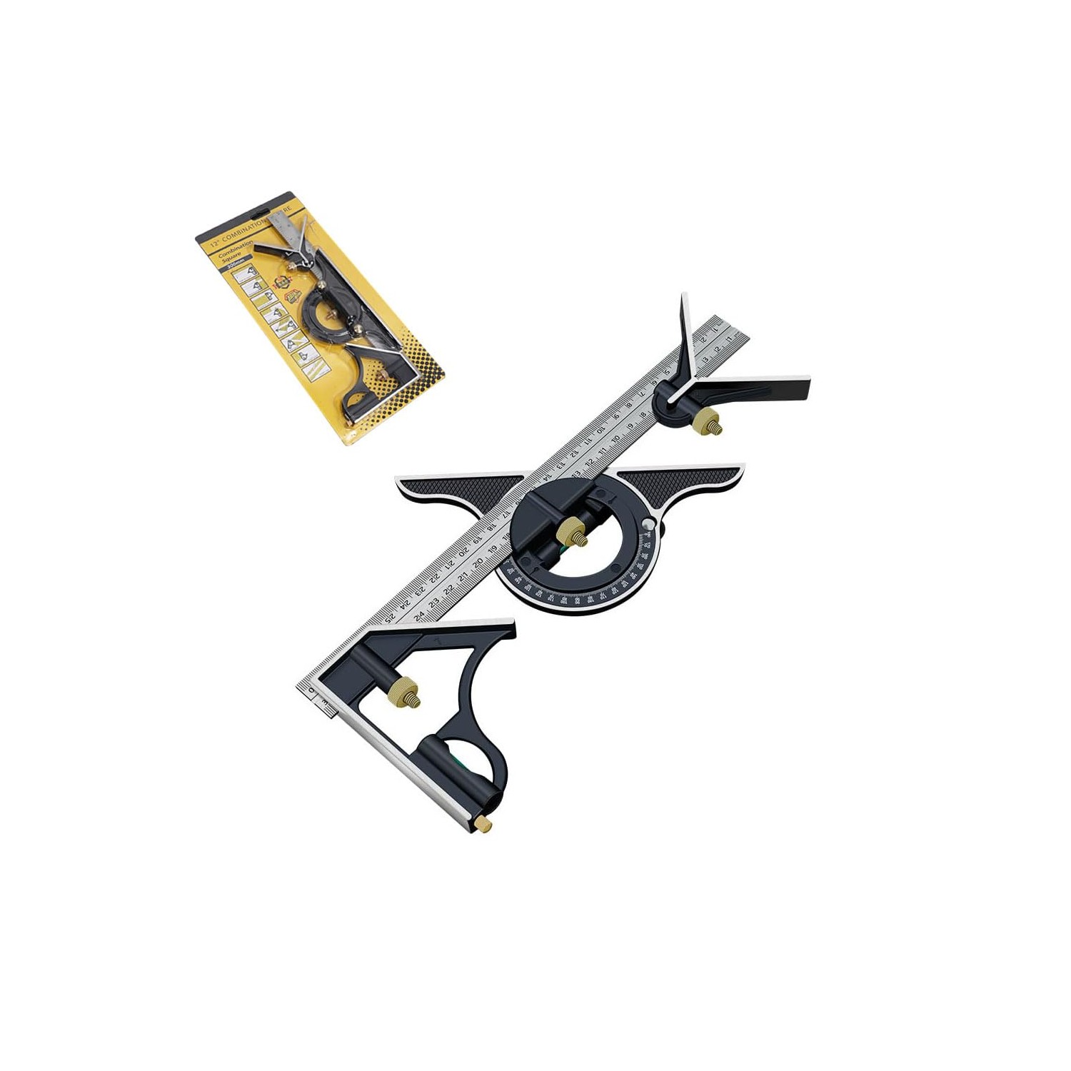 HYSHLC Combination Square 300 mm Set Carpenter's Angle Adjustable ...